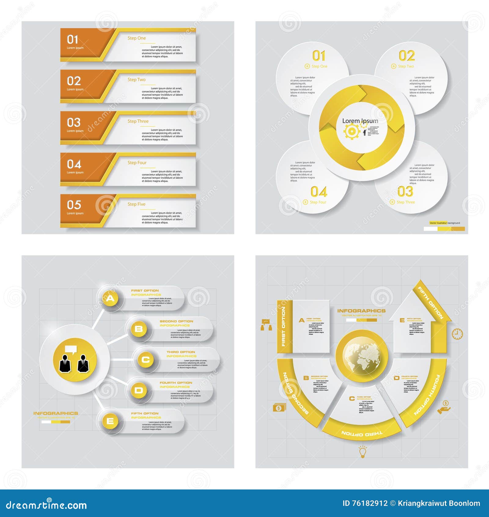 Collection of 4 Yellow Color Template/graphic or Website Layout. Vector ...