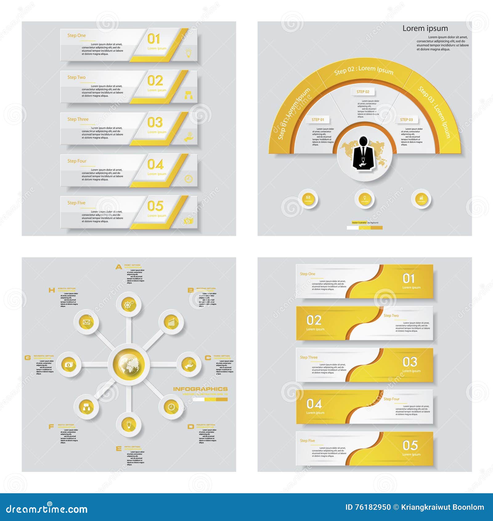 Collection of 4 Yellow Color Template/graphic or Website Layout. Vector ...