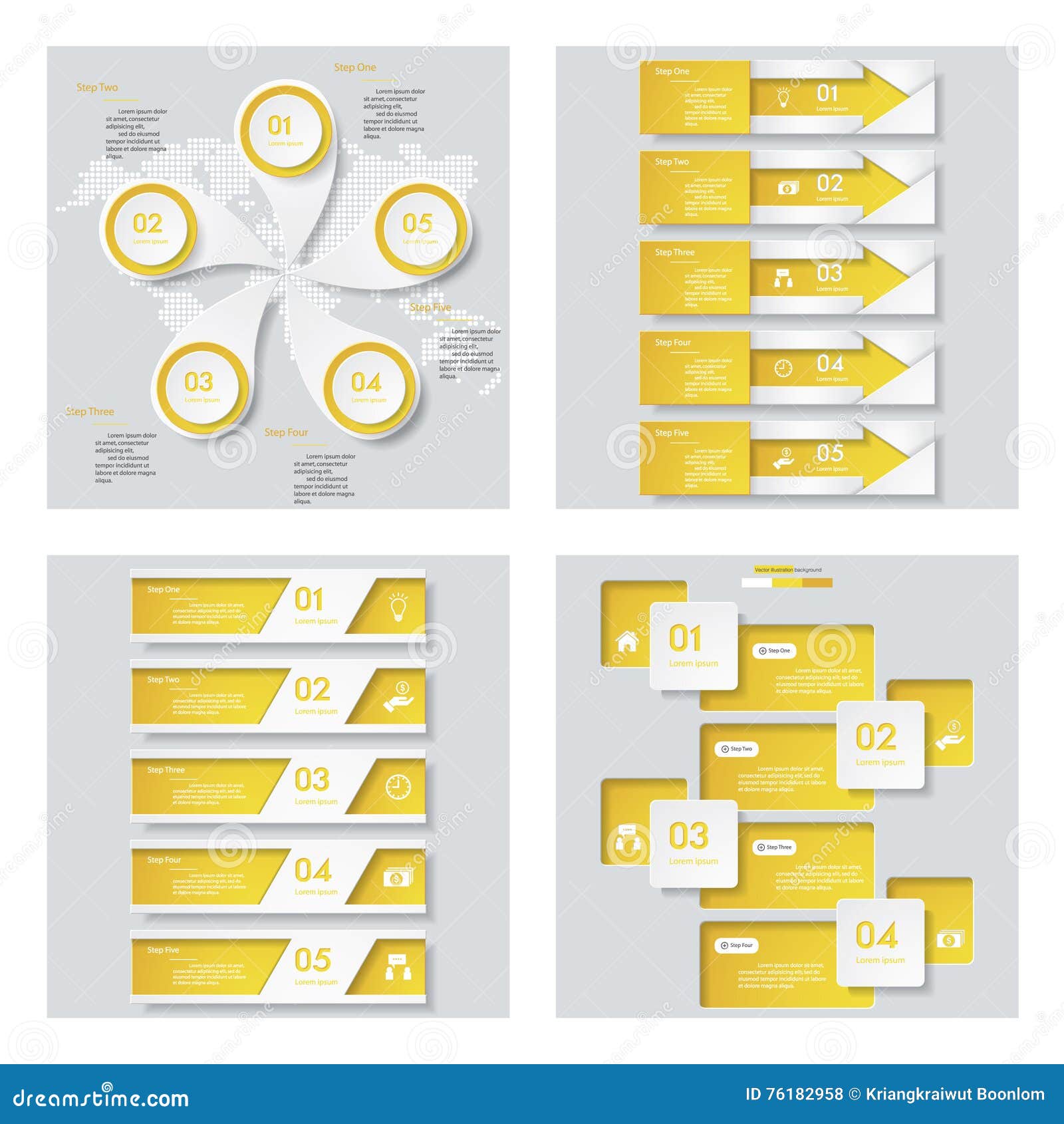 Collection of 4 Yellow Color Template/graphic or Website Layout. Vector ...