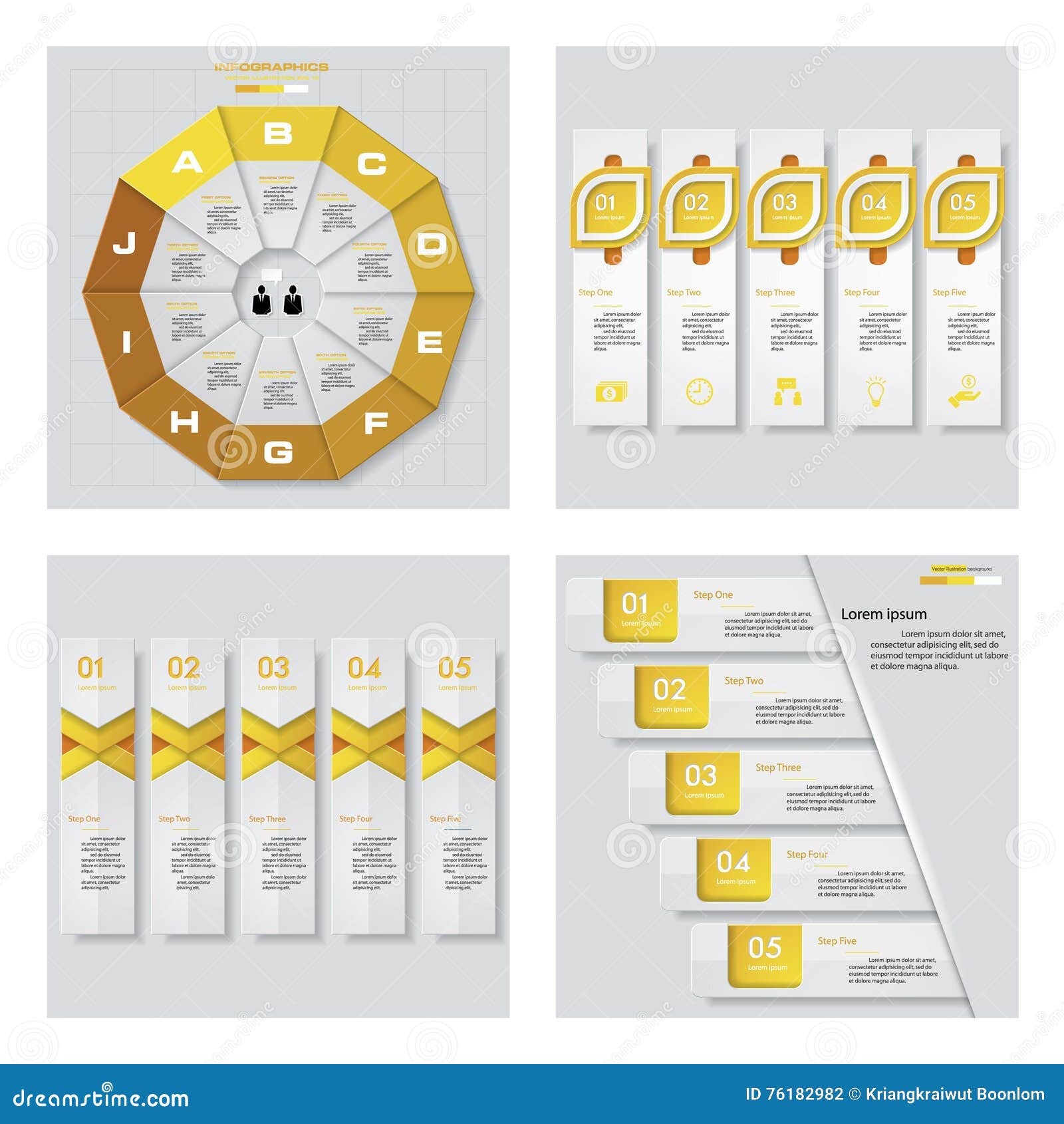 Collection of 4 Yellow Color Template/graphic or Website Layout. Vector ...