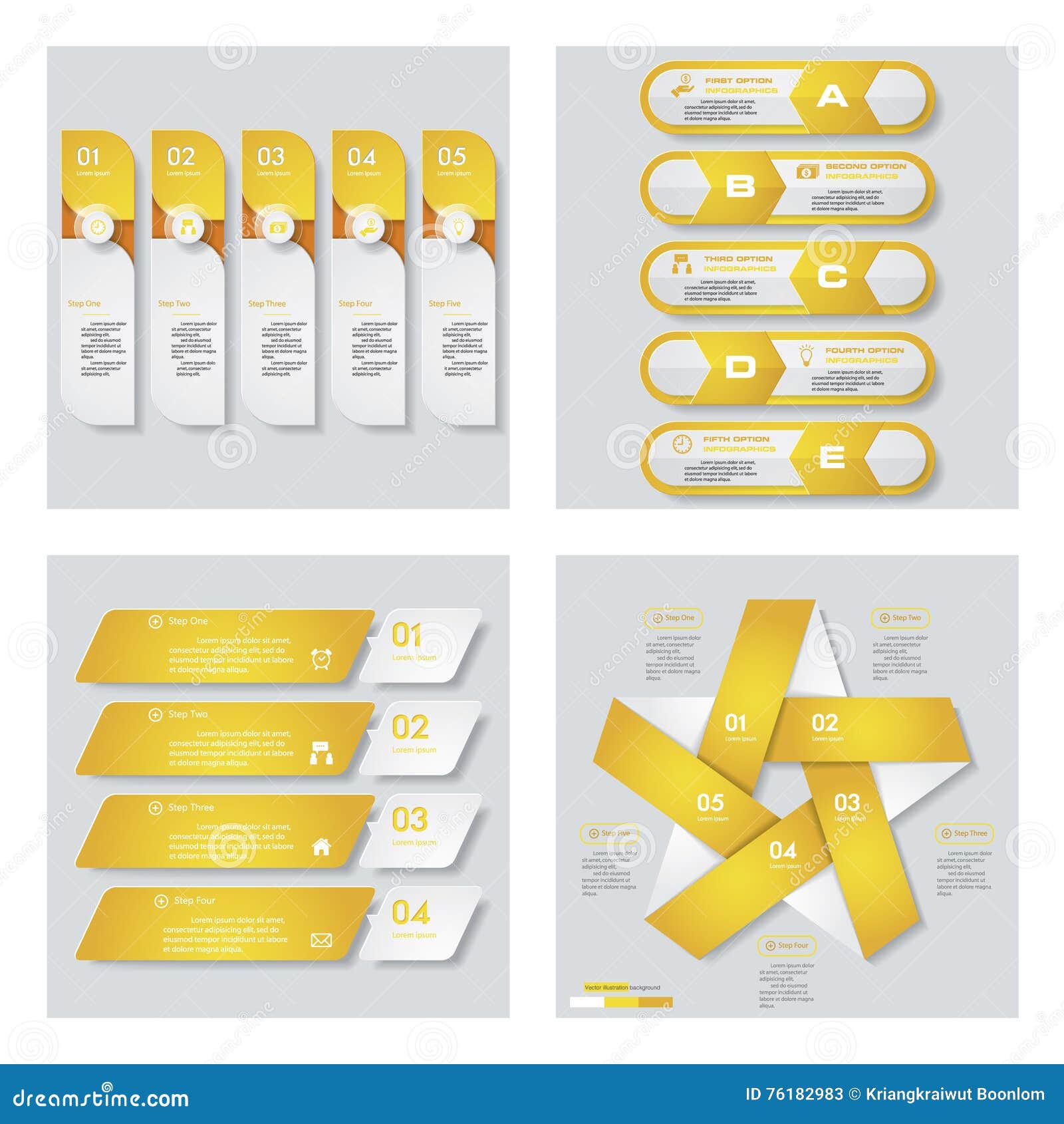Collection of 4 Yellow Color Template/graphic or Website Layout. Vector ...