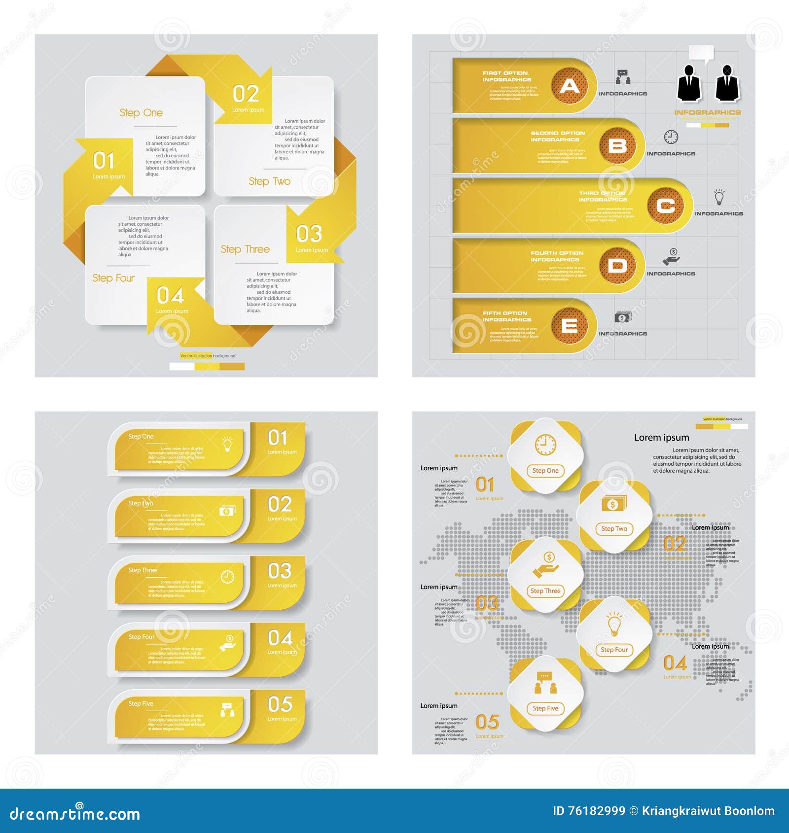 Collection of 4 Yellow Color Template/graphic or Website Layout. Vector ...