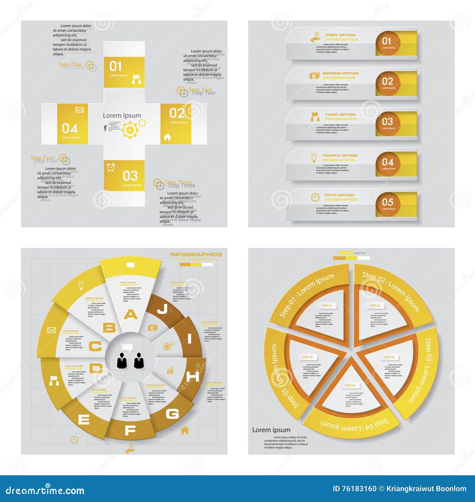 Collection of 4 Yellow Color Template/graphic or Website Layout. Vector ...