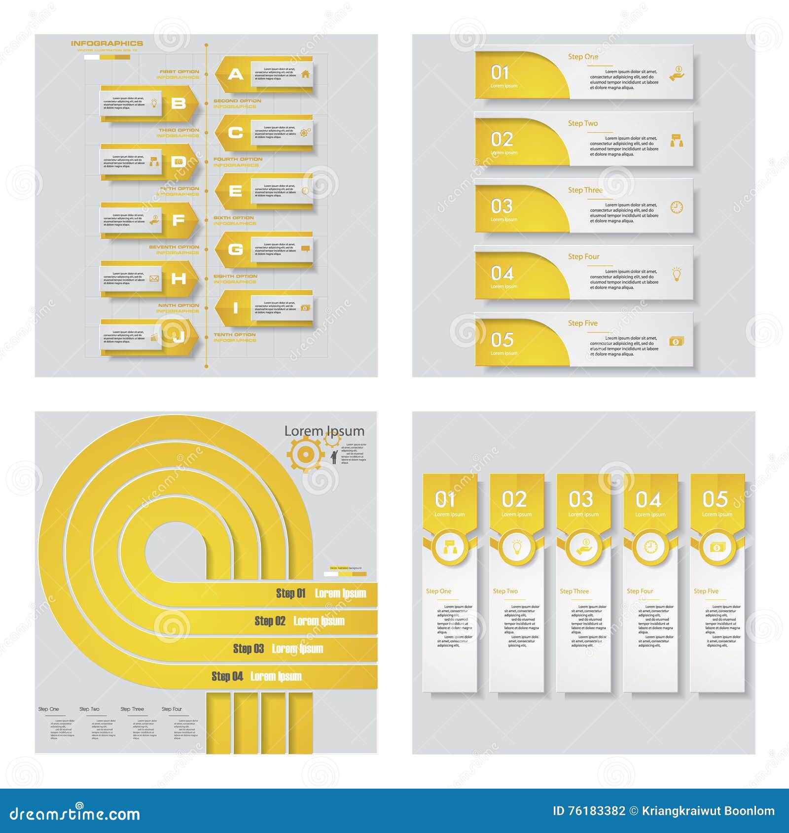 Collection of 4 Yellow Color Template/graphic or Website Layout. Vector ...