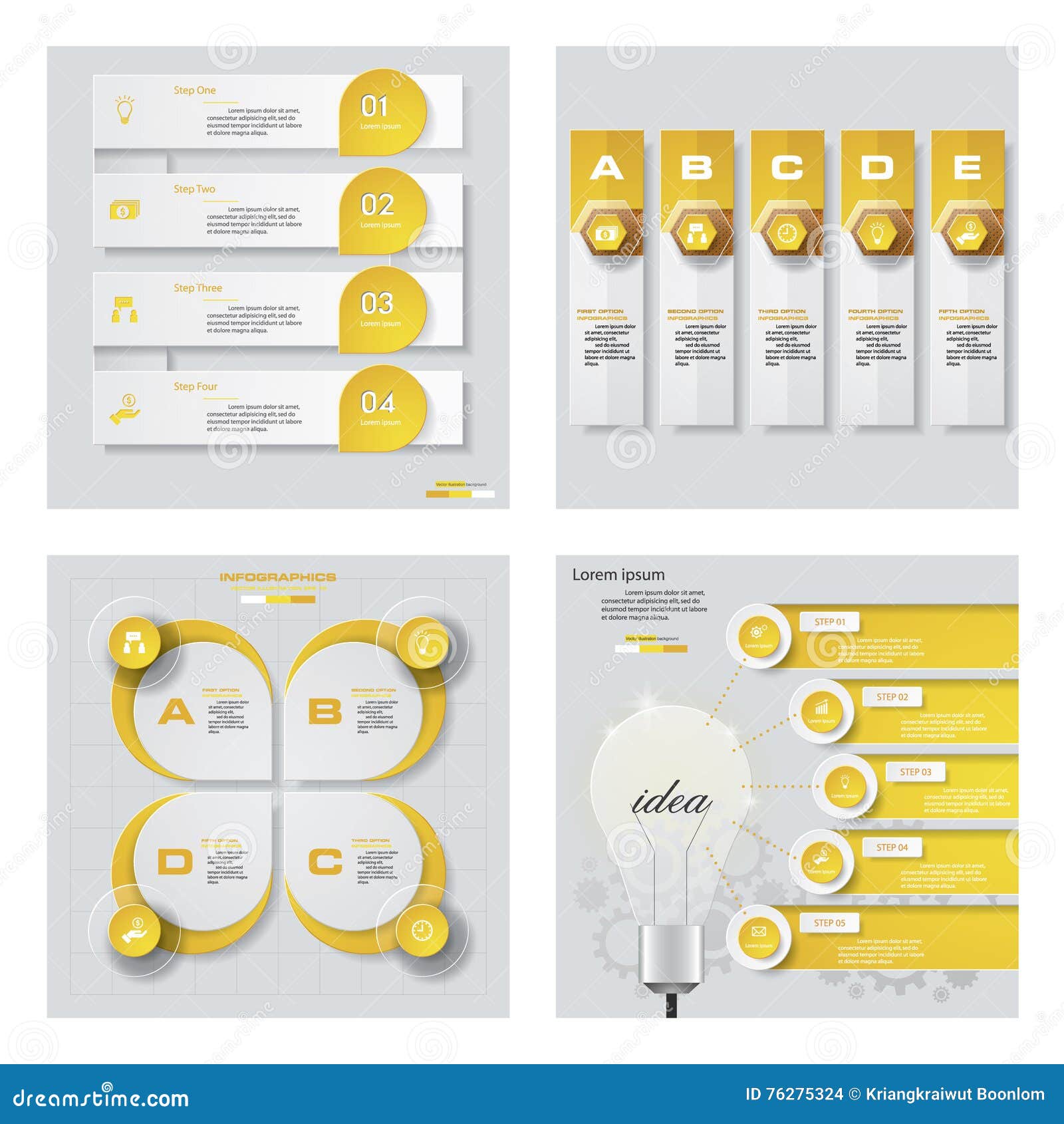 Collection of 4 Yellow Color Template/graphic or Website Layout. Vector ...