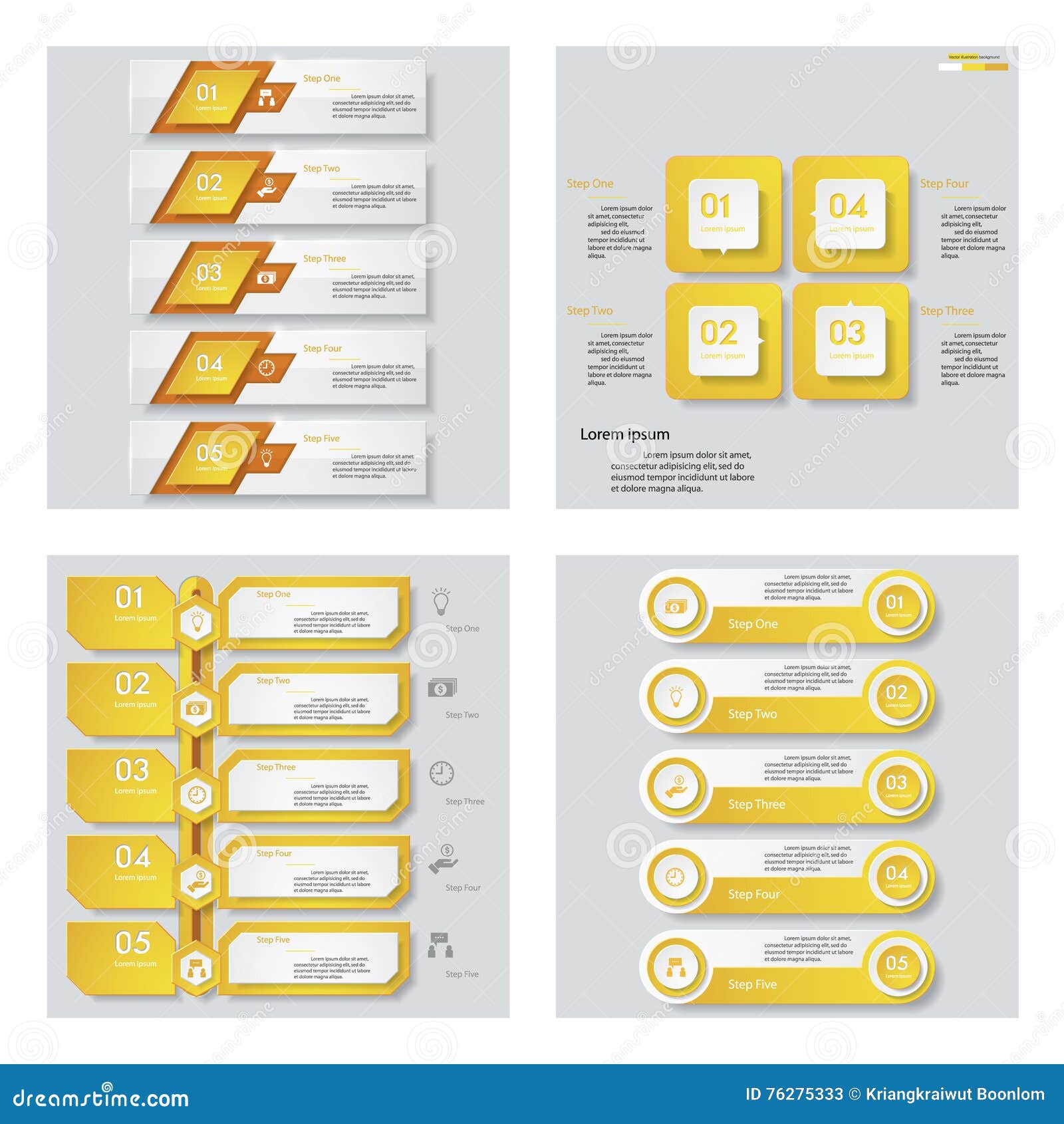 Collection of 4 Yellow Color Template/graphic or Website Layout. Vector ...
