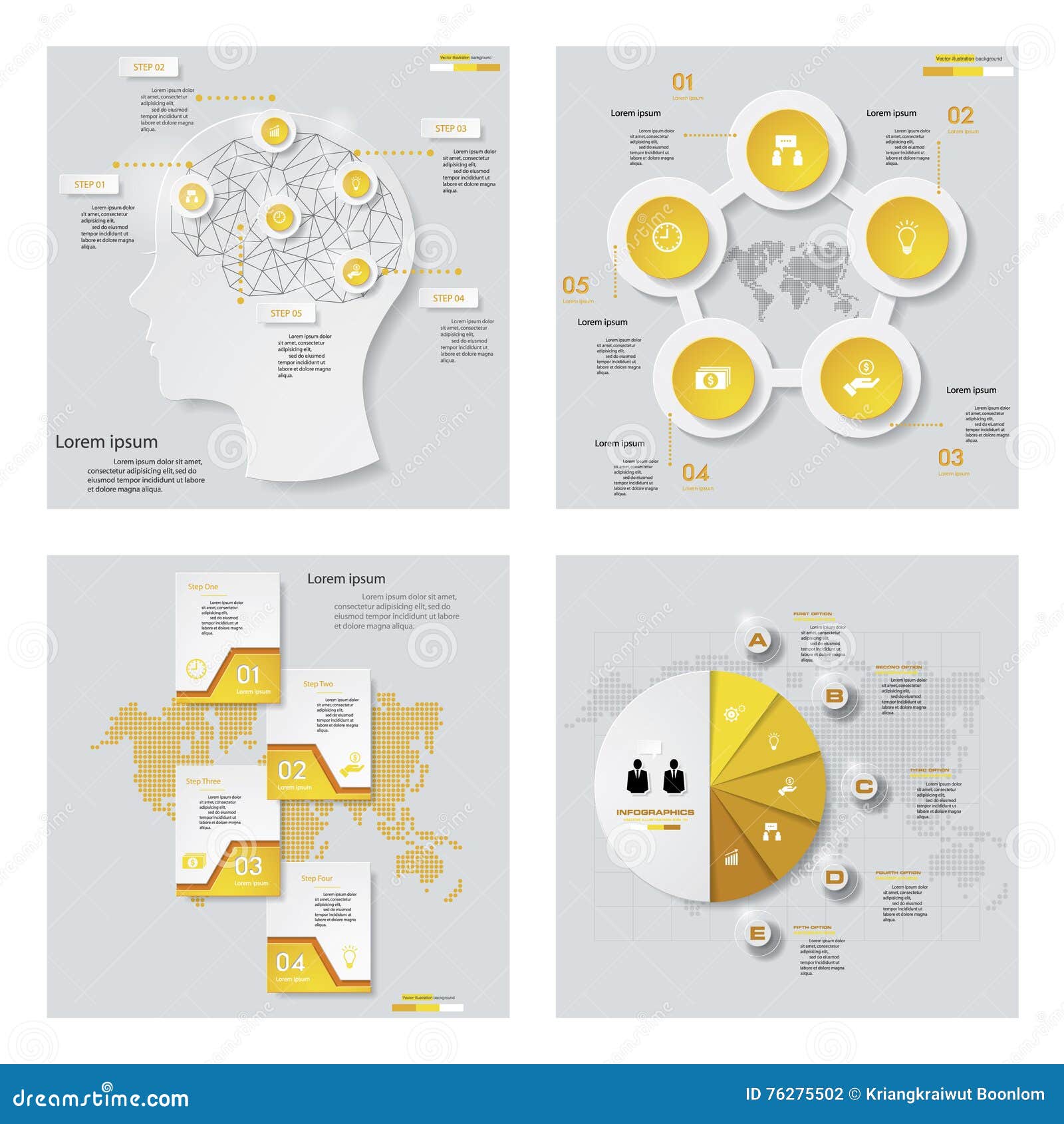Collection of 4 Yellow Color Template/graphic or Website Layout. Vector ...