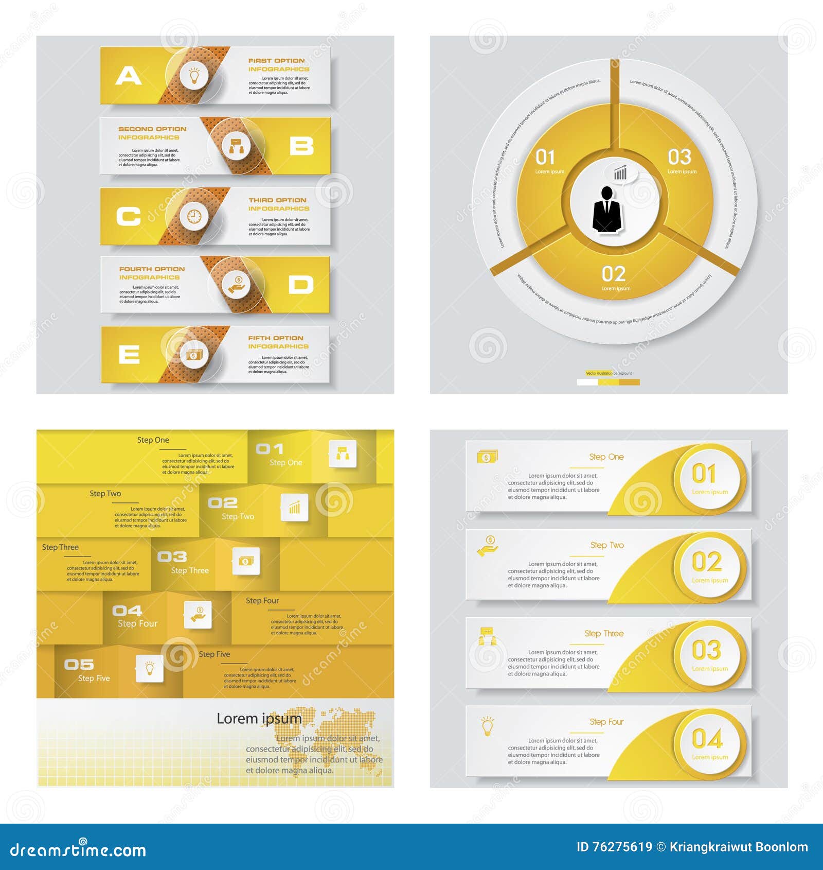 Collection of 4 Yellow Color Template/graphic or Website Layout. Vector ...