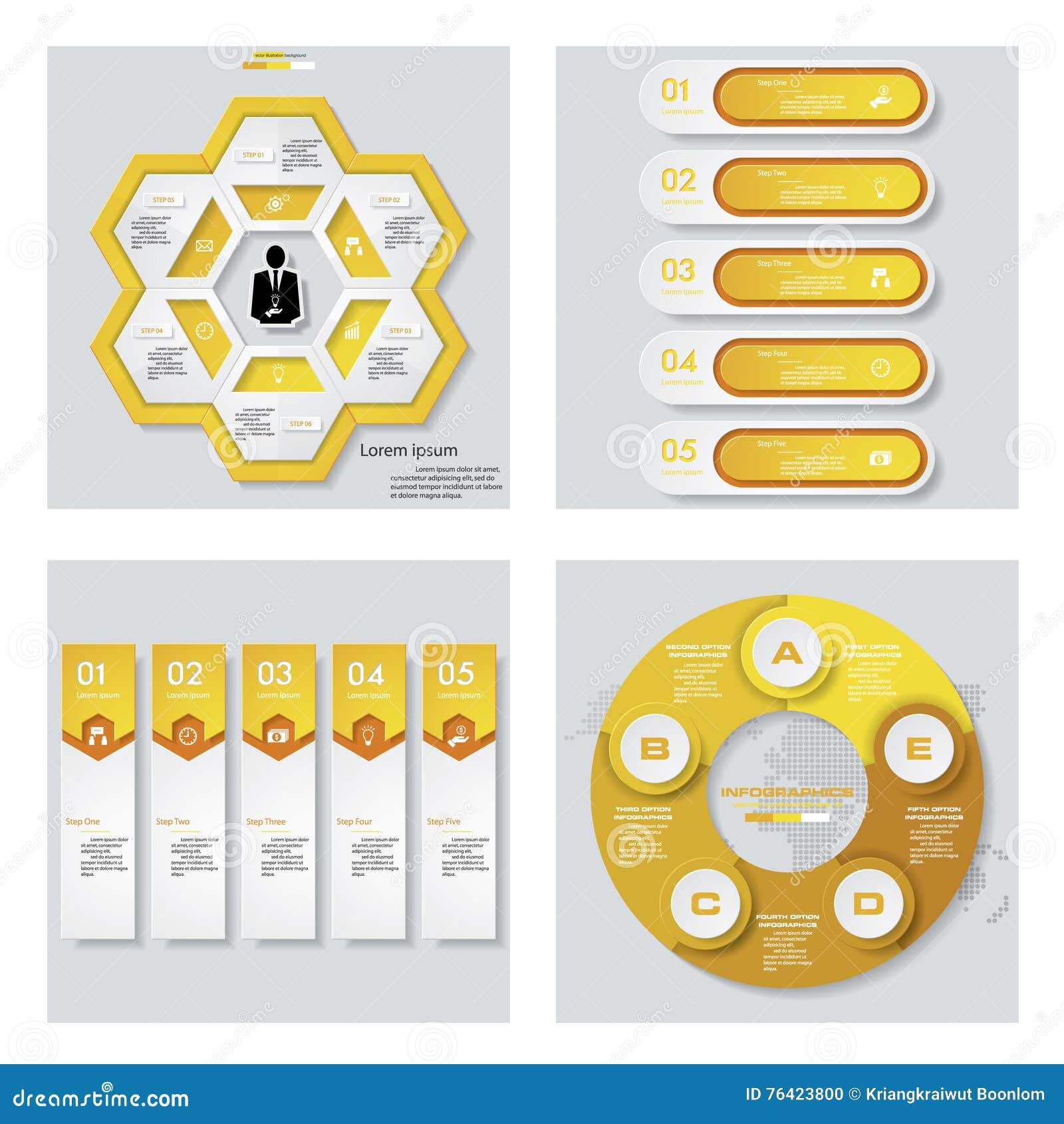 Collection of 4 Yellow Color Template/graphic or Website Layout. Vector ...