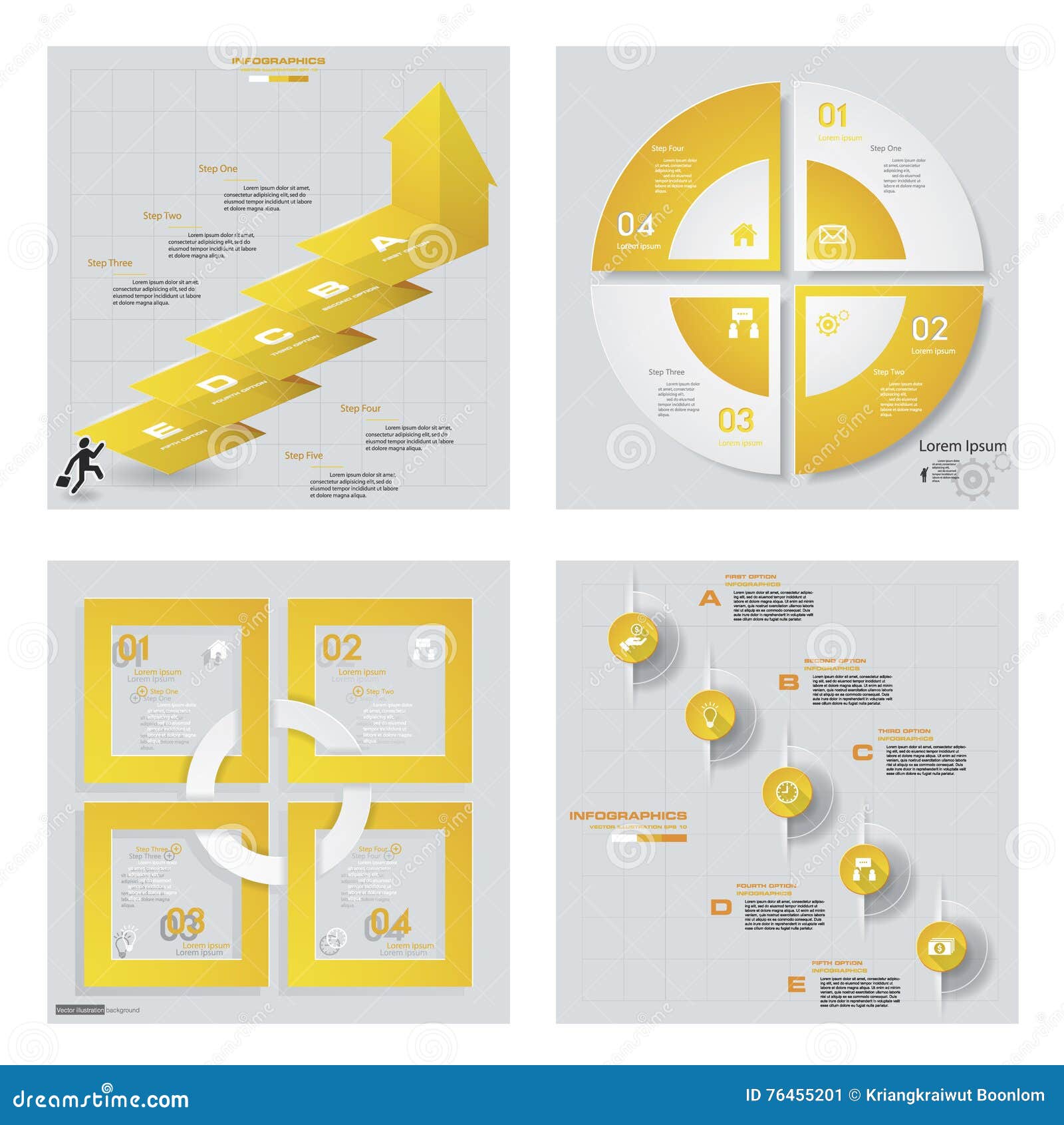 Collection of 4 Yellow Color Template/graphic or Website Layout. Vector ...