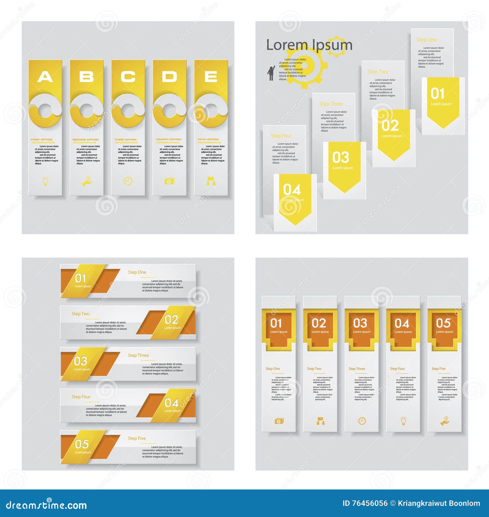 Collection of 4 Yellow Color Template/graphic or Website Layout. Vector ...