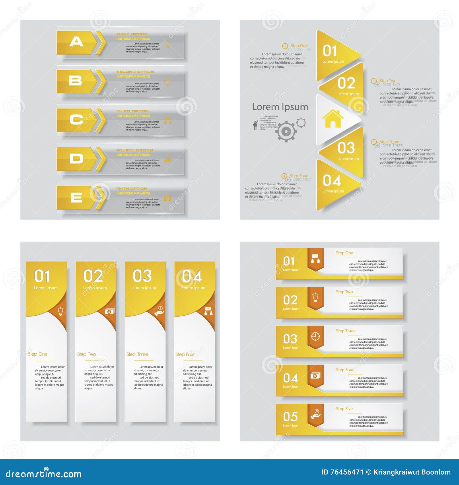 Collection of 4 Yellow Color Template/graphic or Website Layout. Vector ...