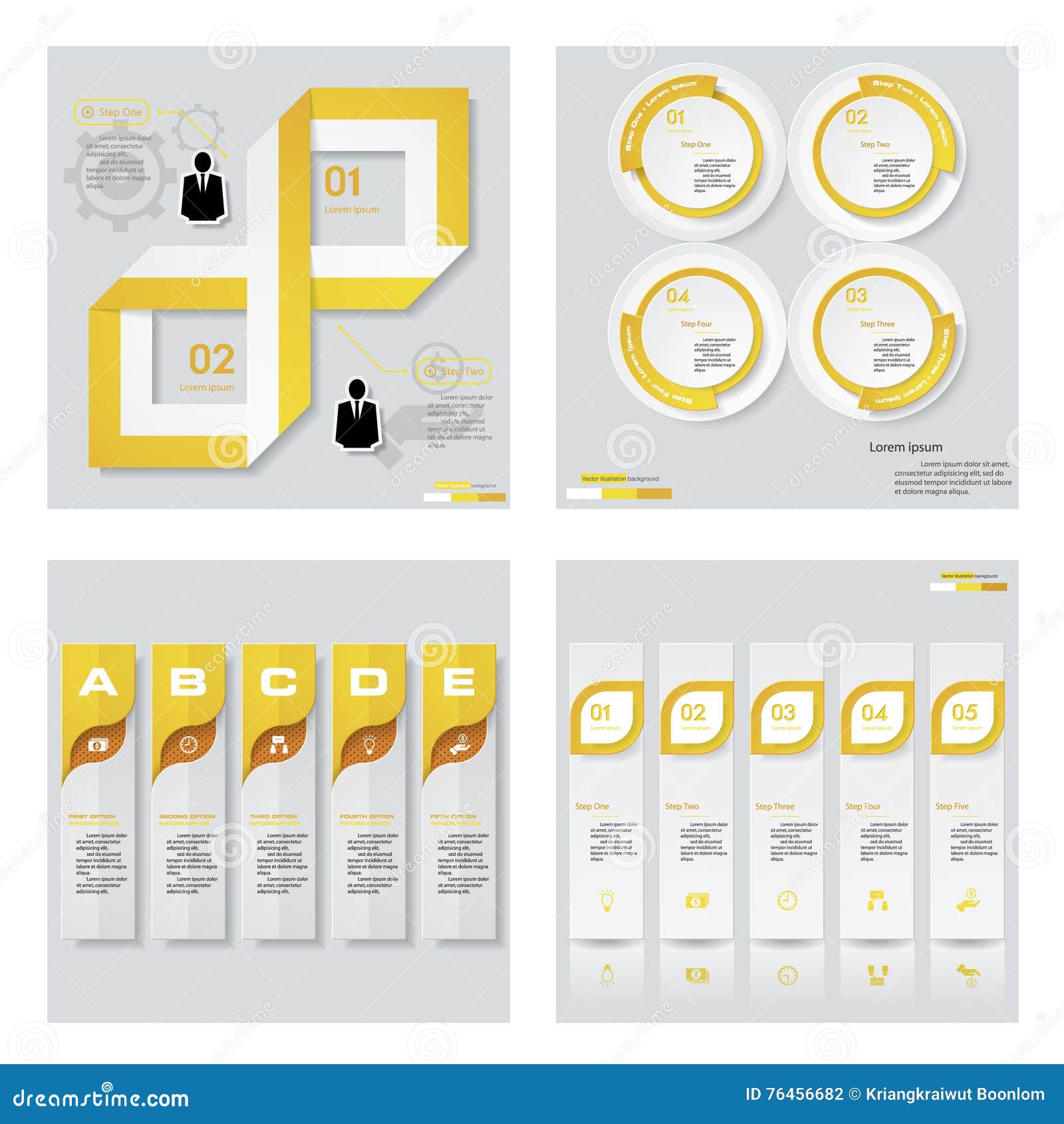 Collection of 4 Yellow Color Template/graphic or Website Layout. Vector ...