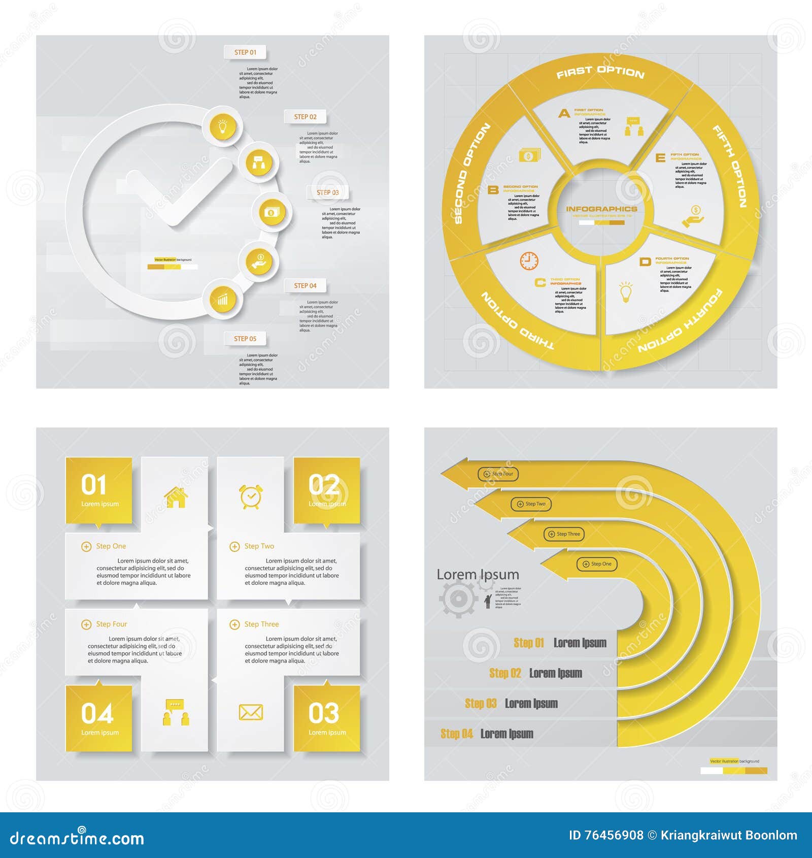 Collection of 4 Yellow Color Template/graphic or Website Layout. Vector ...