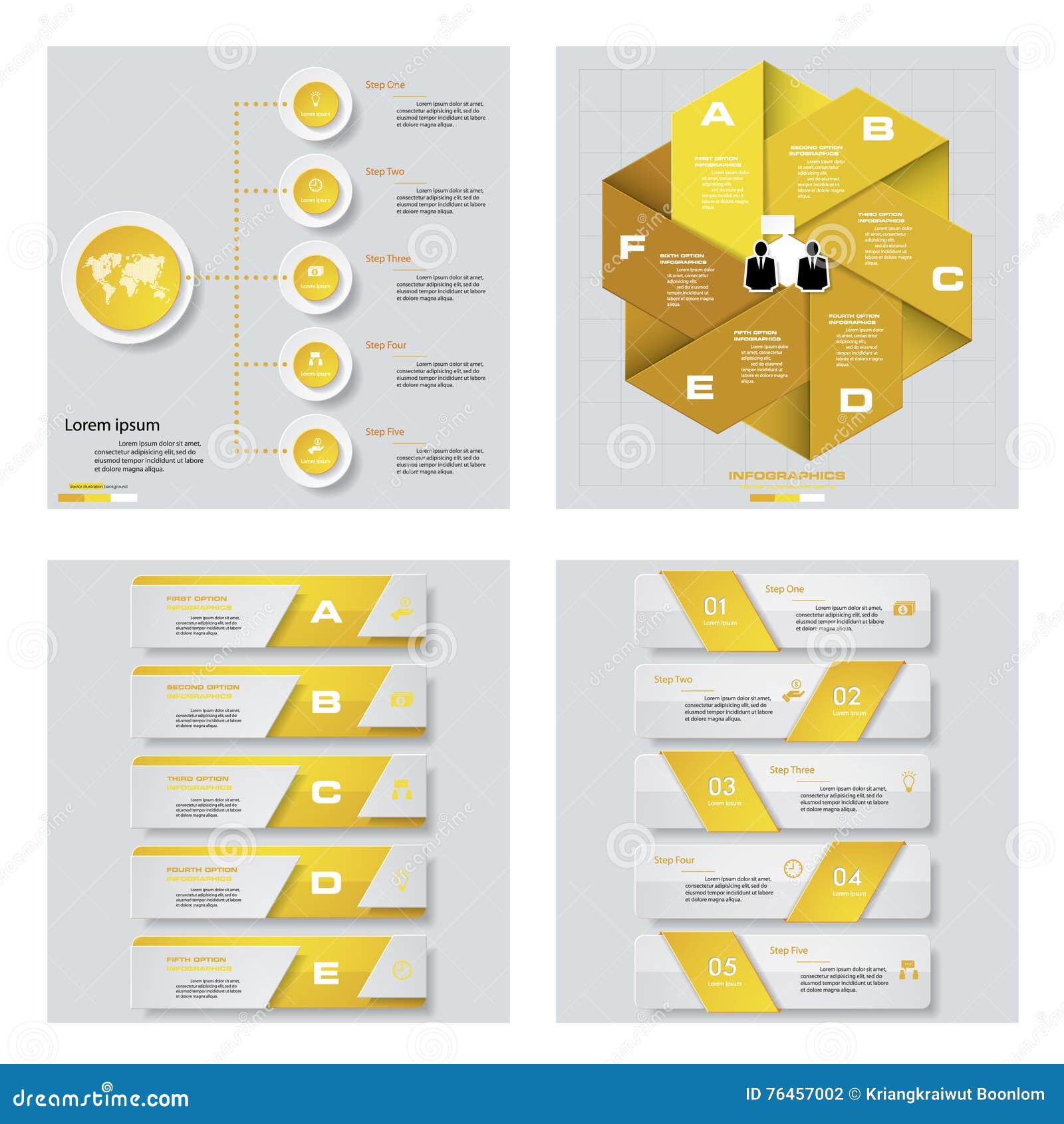 Collection of 4 Yellow Color Template/graphic or Website Layout. Vector ...
