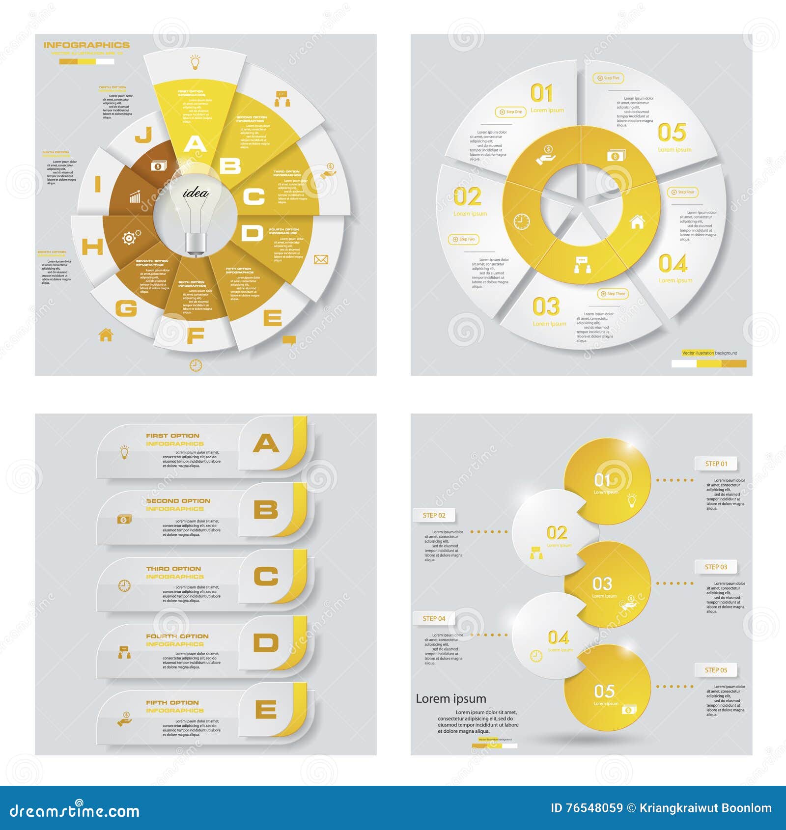 Collection of 4 Yellow Color Template/graphic or Website Layout. Vector ...