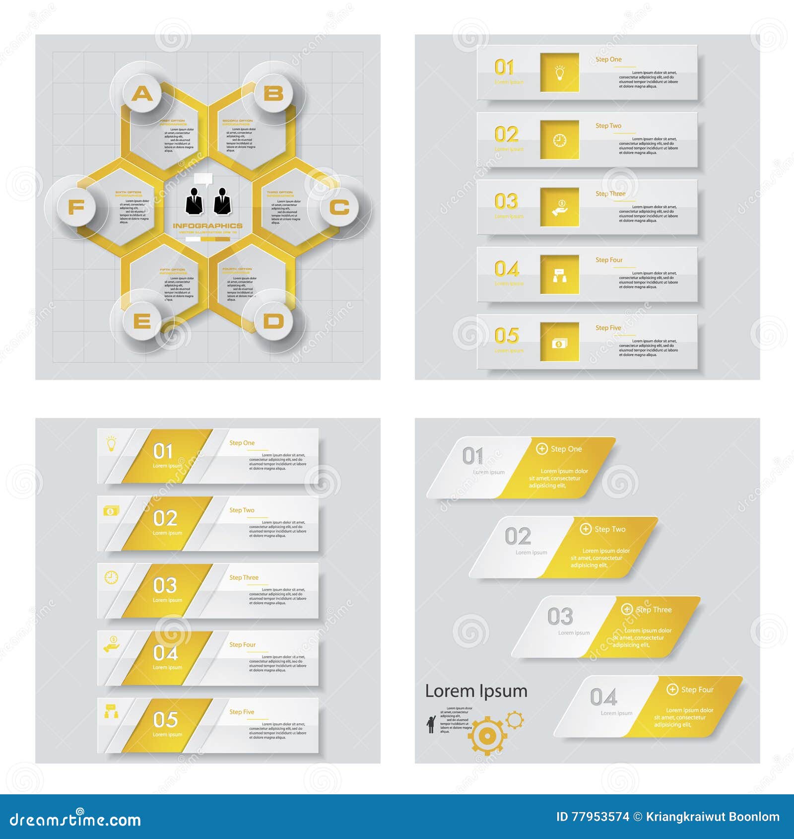 Collection of 4 Yellow Color Template/graphic or Website Layout. Vector ...
