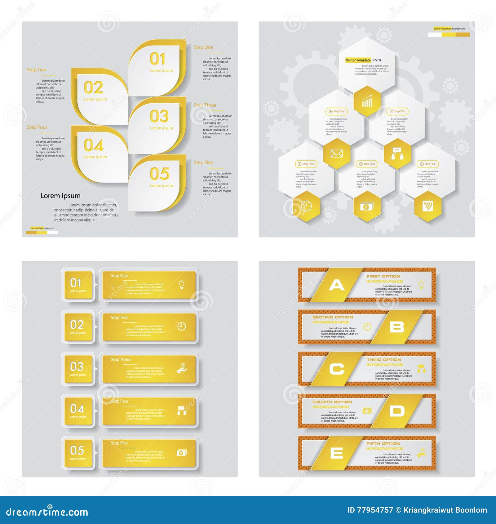 Collection of 4 Yellow Color Template/graphic or Website Layout. Vector ...