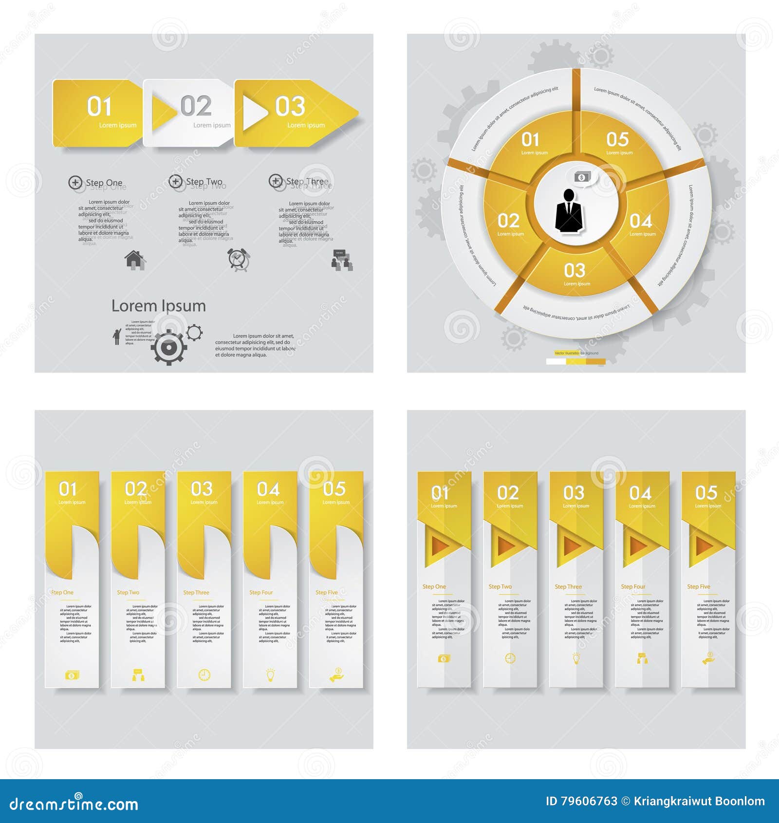 Collection of 4 Yellow Color Template/graphic or Website Layout. Vector ...