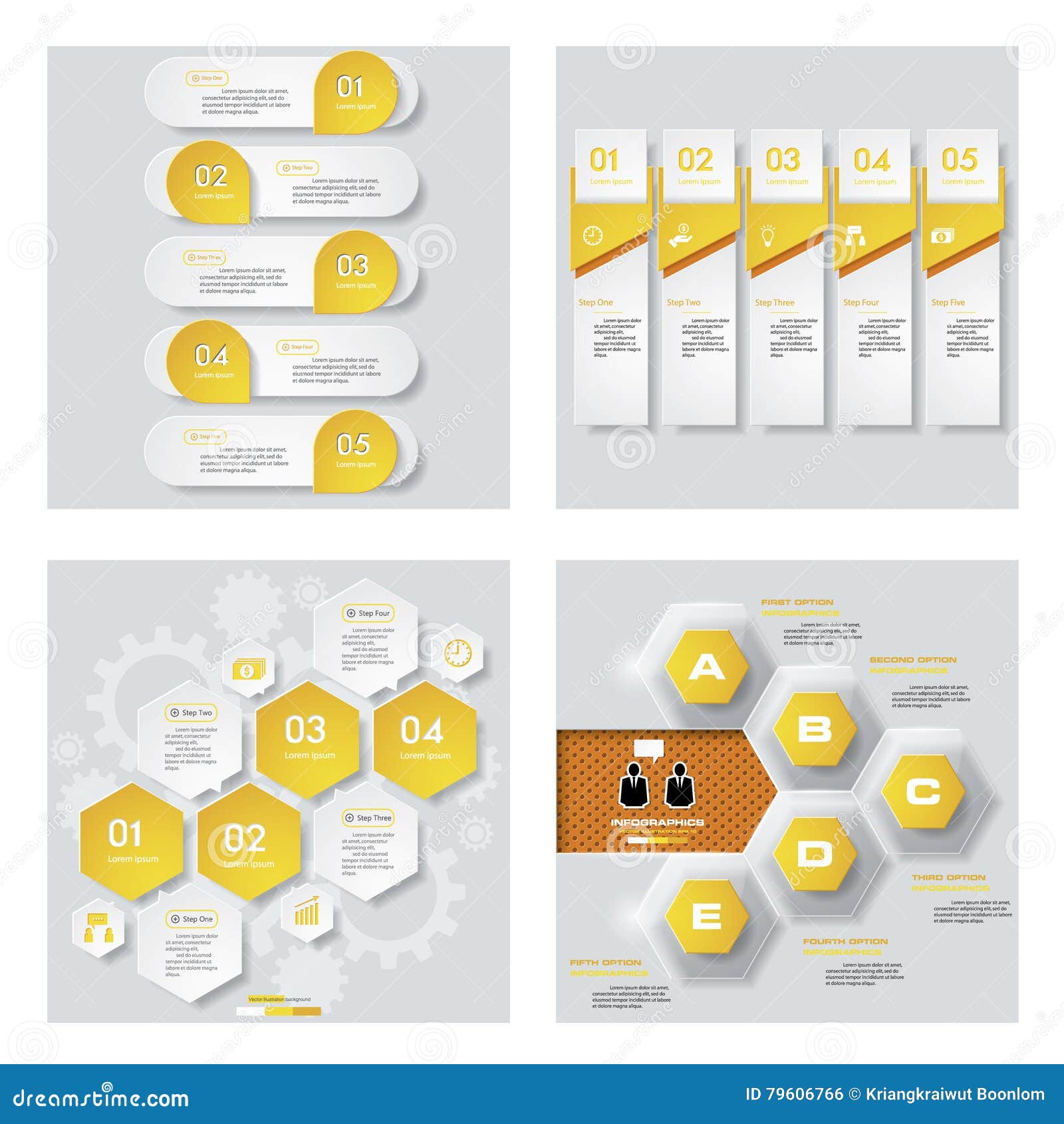 Collection of 4 Yellow Color Template/graphic or Website Layout. Vector ...