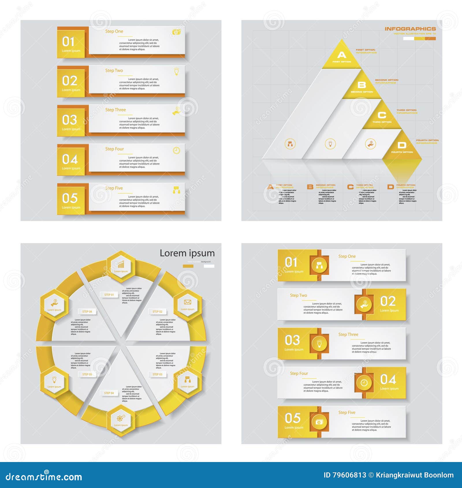 Collection of 4 Yellow Color Template/graphic or Website Layout. Vector ...