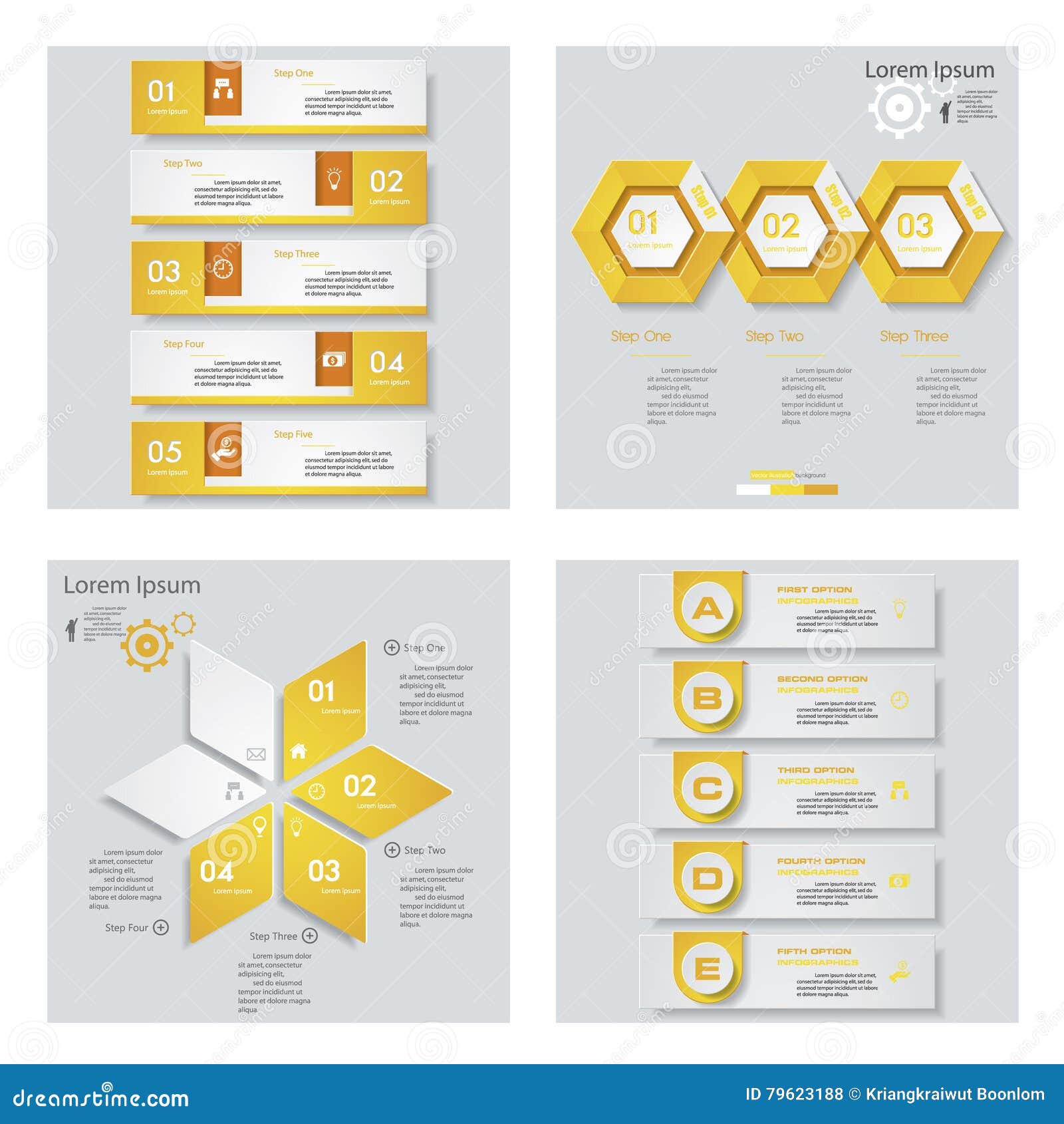 Collection of 4 Yellow Color Template/graphic or Website Layout. Vector ...