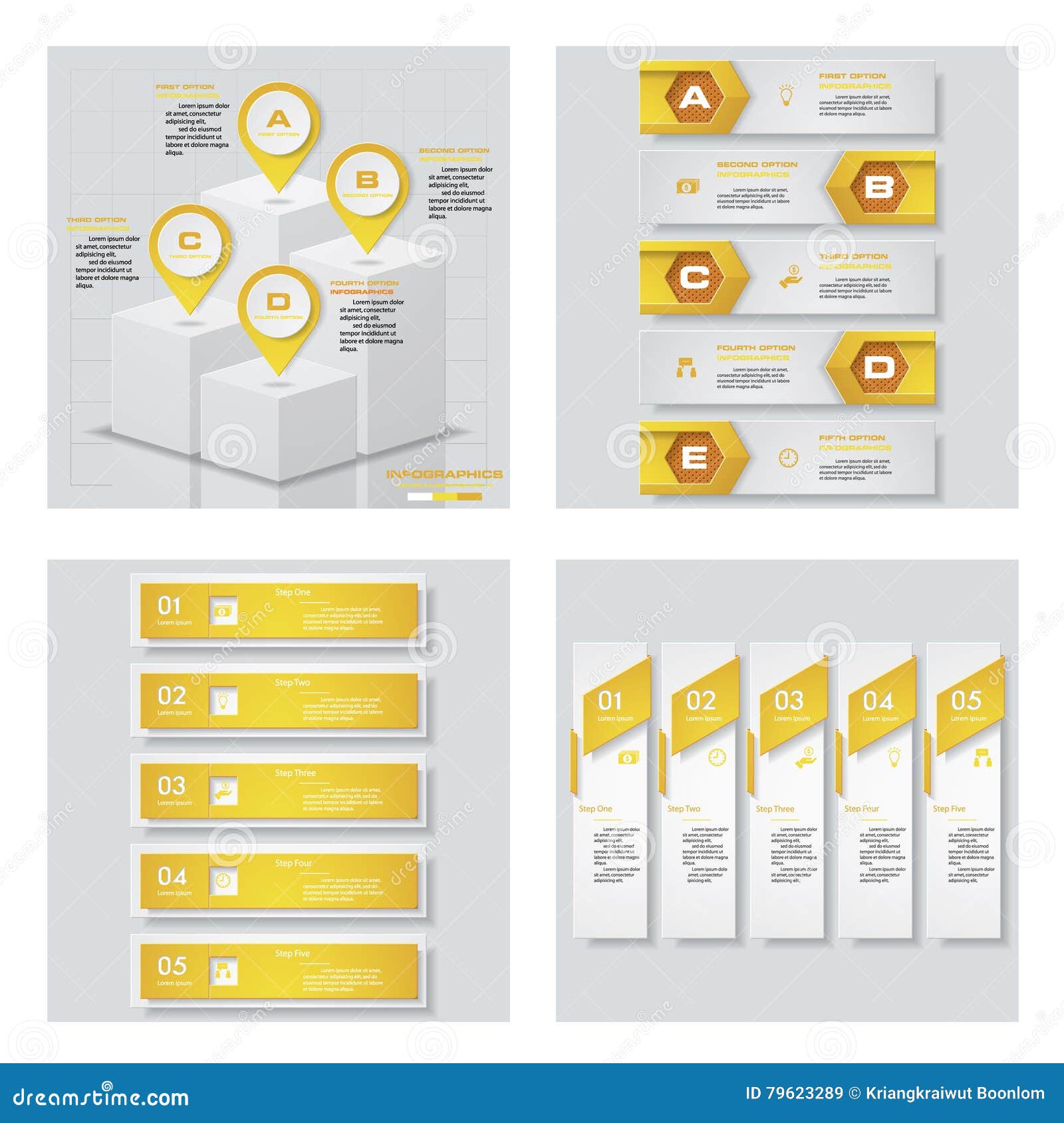 Collection of 4 Yellow Color Template/graphic or Website Layout. Vector ...