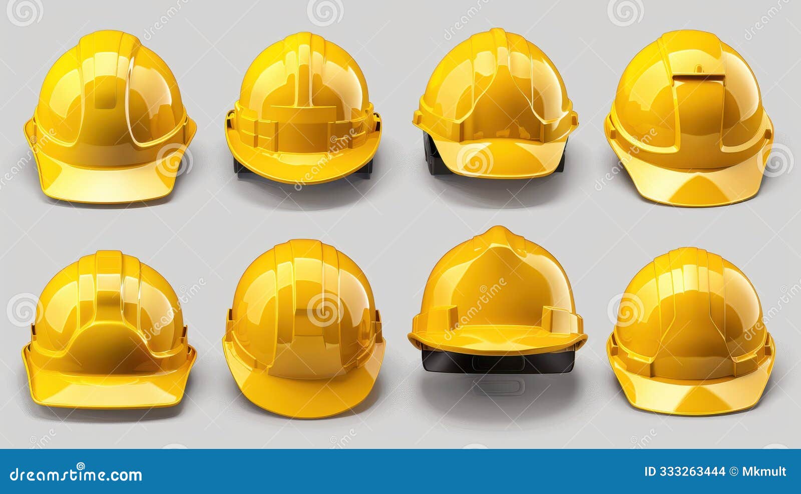 A Collection of Yellow Construction Worker Hard Hats Displayed in ...