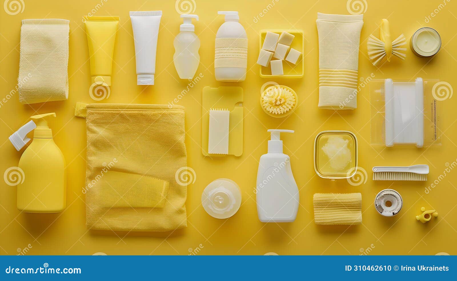 Collection of Yellow Packaging Materials and Containers on a Matching ...
