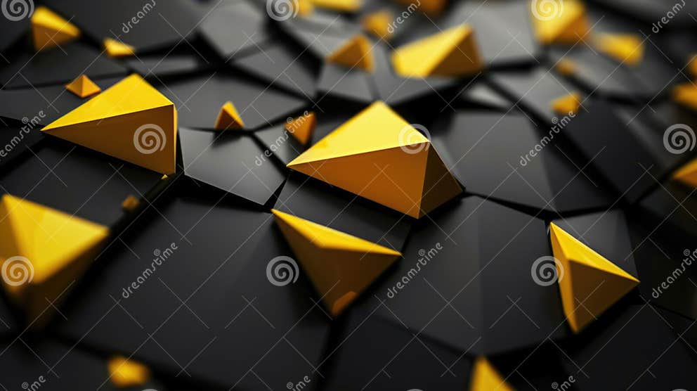A Collection of Yellow Pyramids on a Dark Background. Suitable for ...