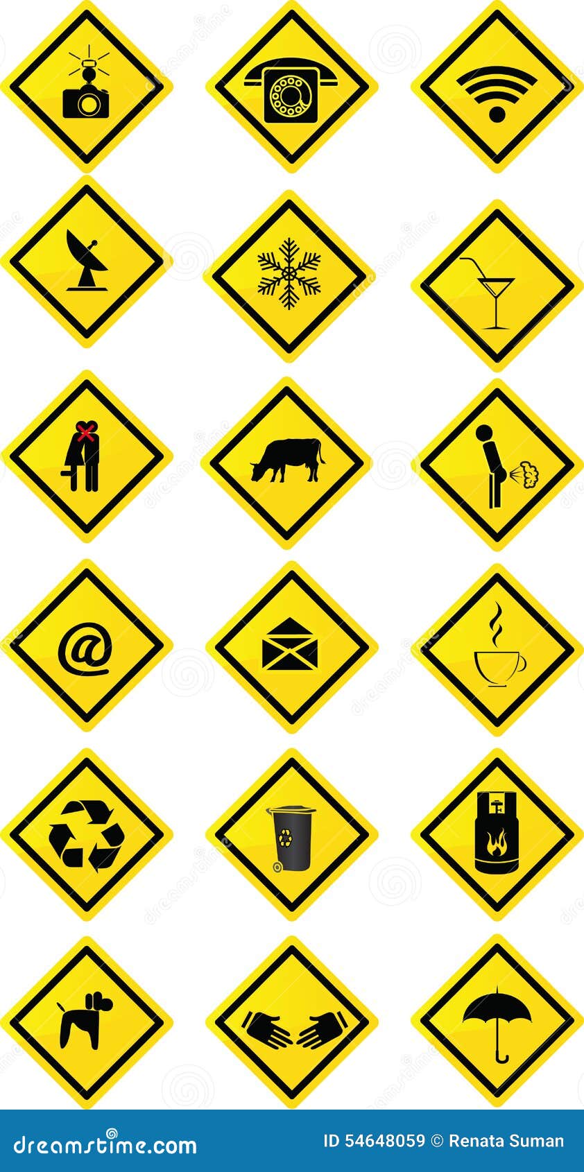 Collection of Yellow Rectangular Signs Stock Vector - Illustration of ...