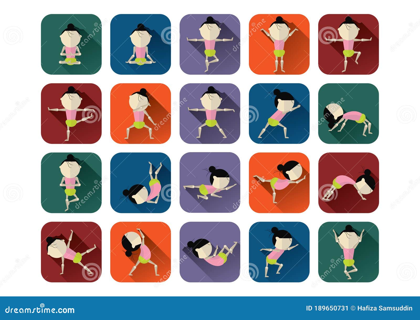 Collection of Yoga Postures. Vector Illustration Decorative Design ...