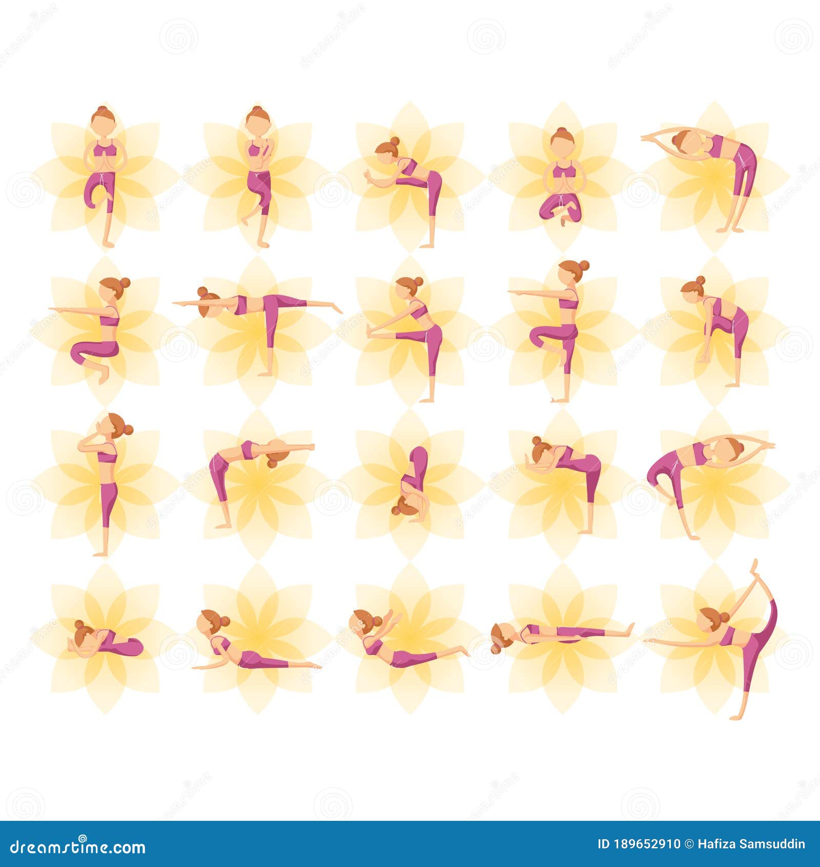Collection of Yoga Postures. Vector Illustration Decorative Design ...