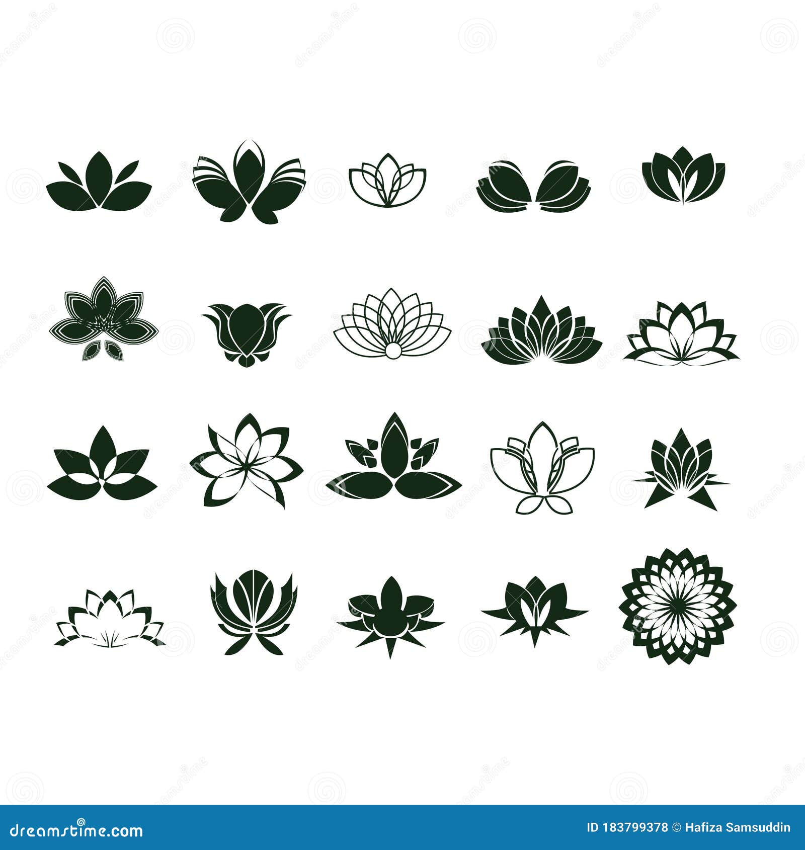 Collection of Yoga Symbols. Vector Illustration Decorative Background ...