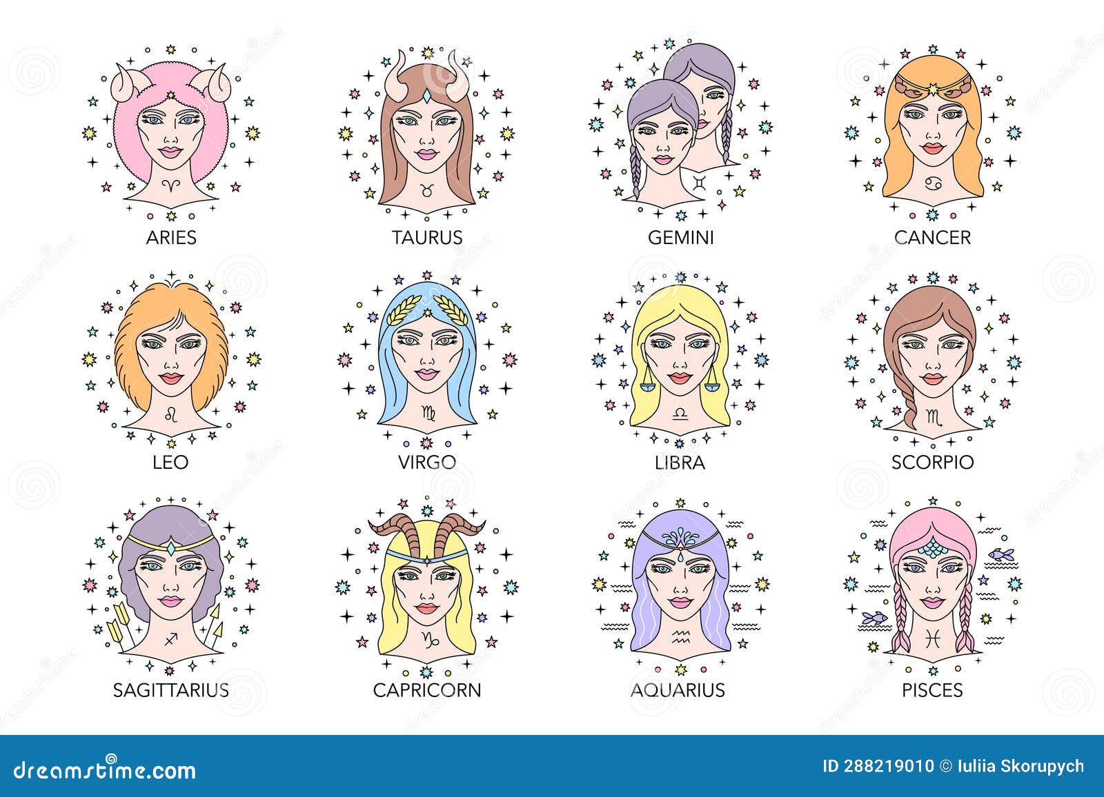 Collection of zodiac signs stock illustration. Illustration of gemini ...