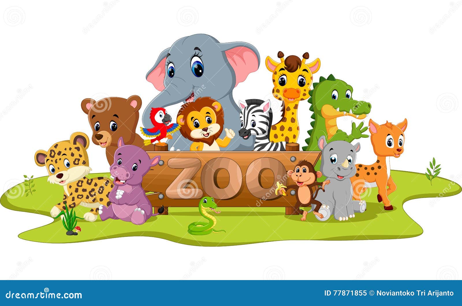 Collection of zoo animals stock vector. Illustration of monkey - 77871855