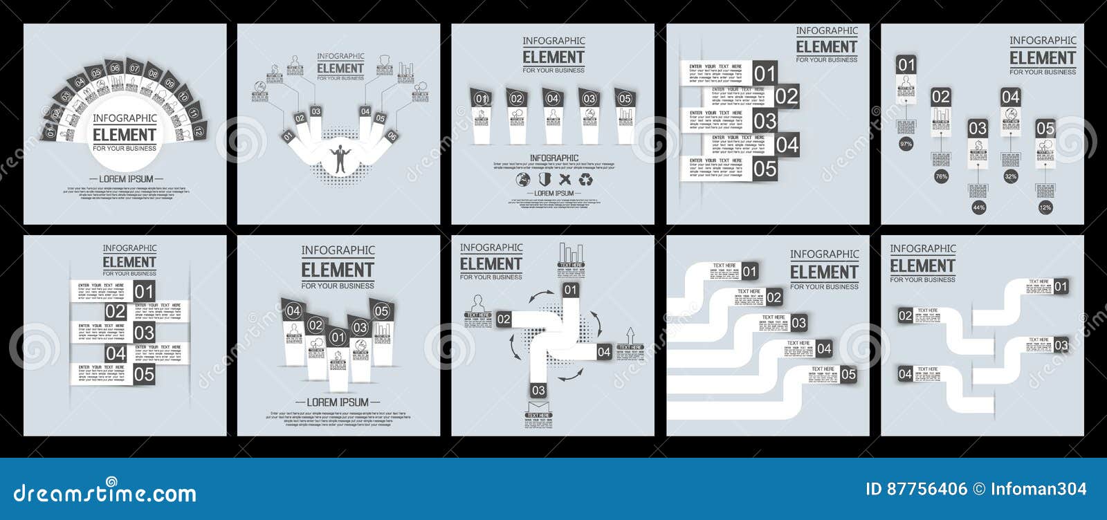 Collections Element for Infographics Template Geometric Figure Stikers ...