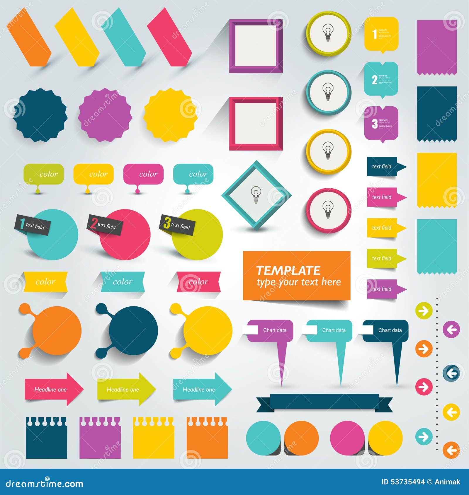 Collections Of Info Graphics Flat Design Elements. Vector Illustration ...