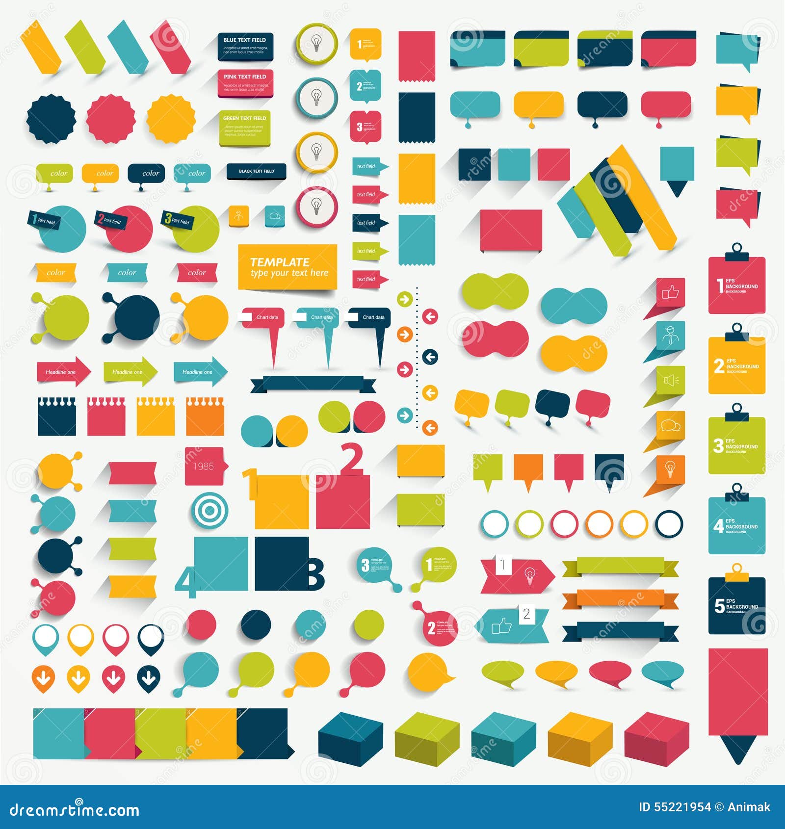 Collections of Infographics Flat Design Elements. Stock Vector - Illustration of infograph ...