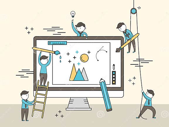 Collective Creation Concept Stock Vector - Illustration of liner ...