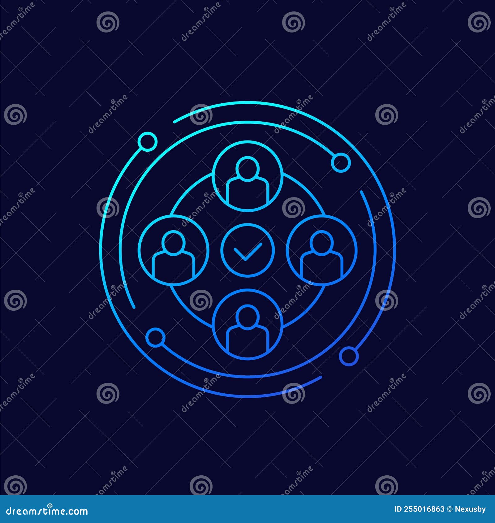 Collective Effort and Team Work Line Icon Stock Vector - Illustration ...