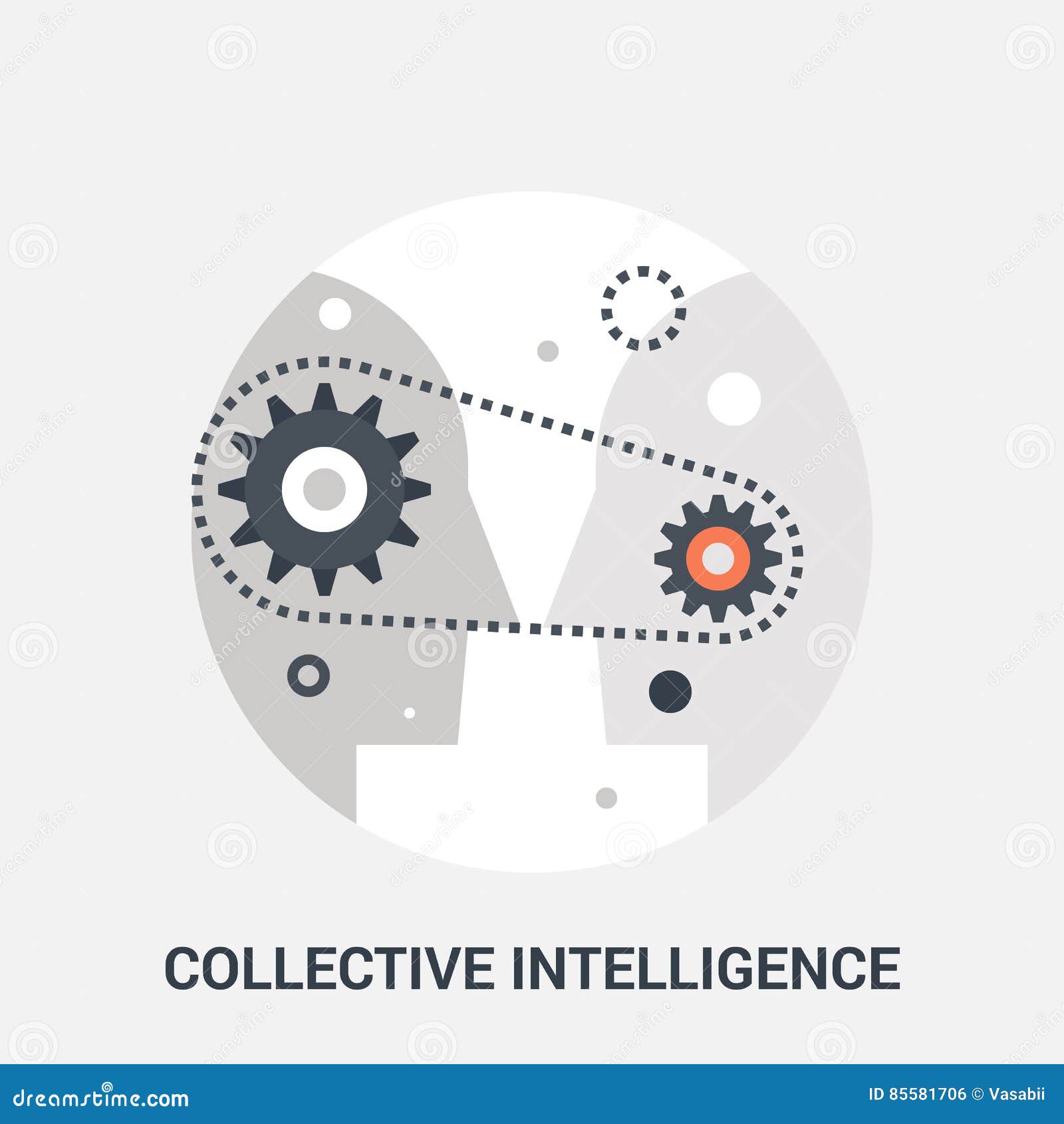 Collective Mind. Brainstorming Concept. Silhouettes Of Heads With Gears ...