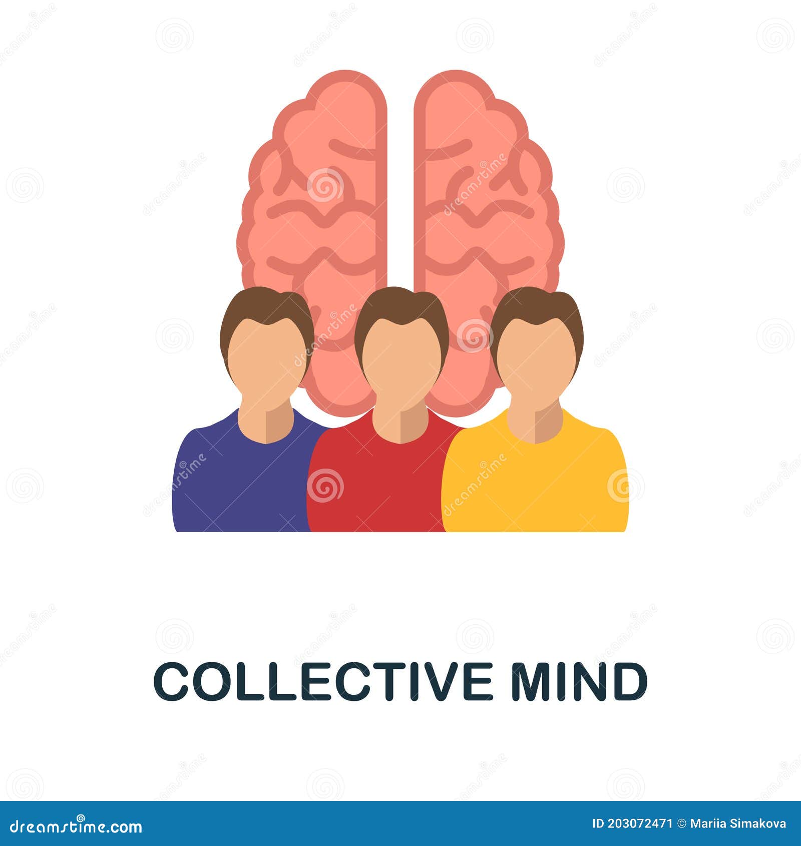 Collective Mind. Brainstorming Concept. Silhouettes Of Heads With Gears ...