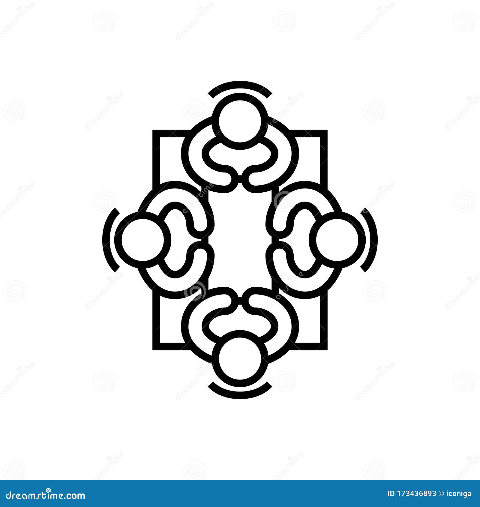 Collective Work Line Icon, Concept Sign, Outline Vector Illustration ...