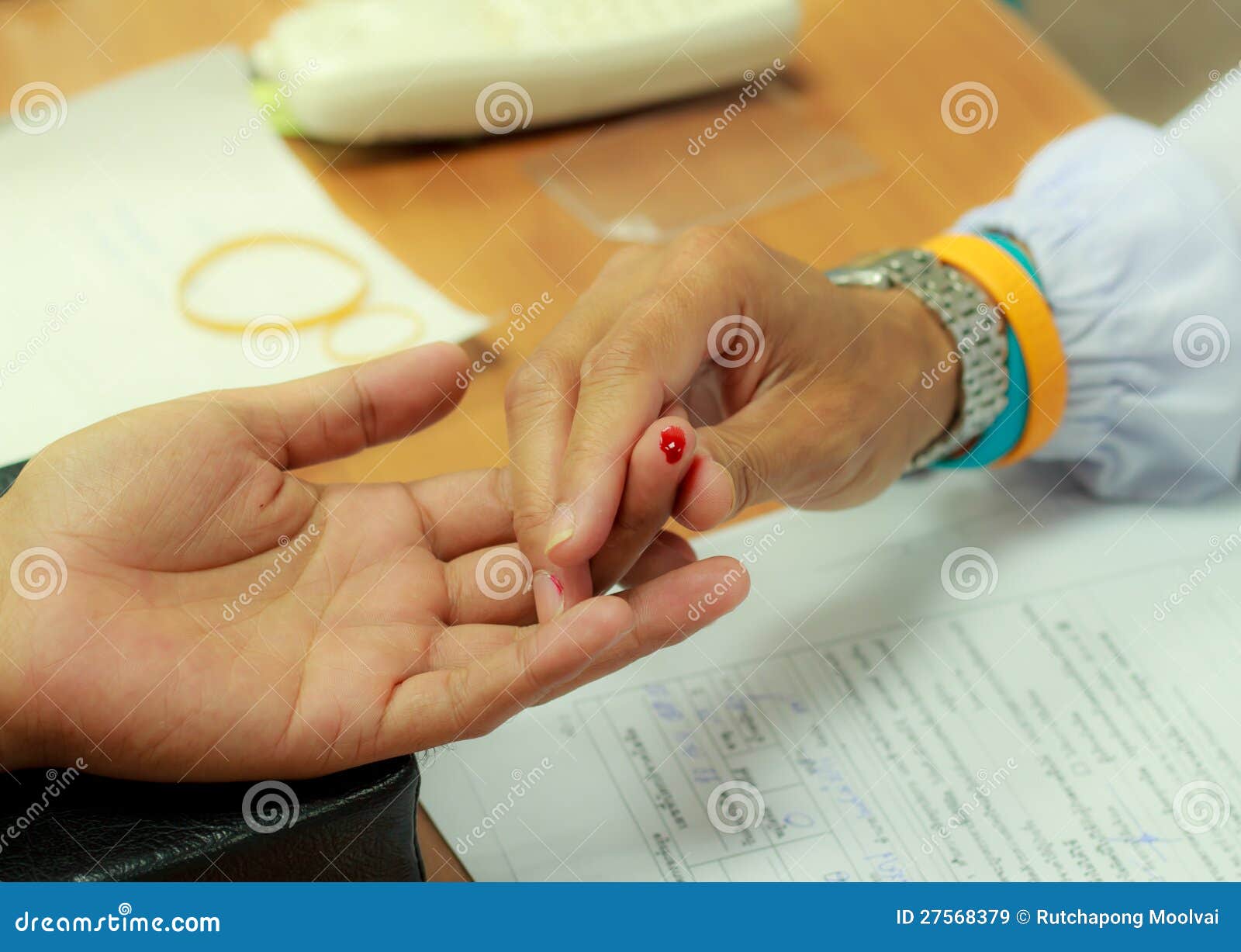 Collects Blood Specimen from a Finger Stock Image - Image of hold ...