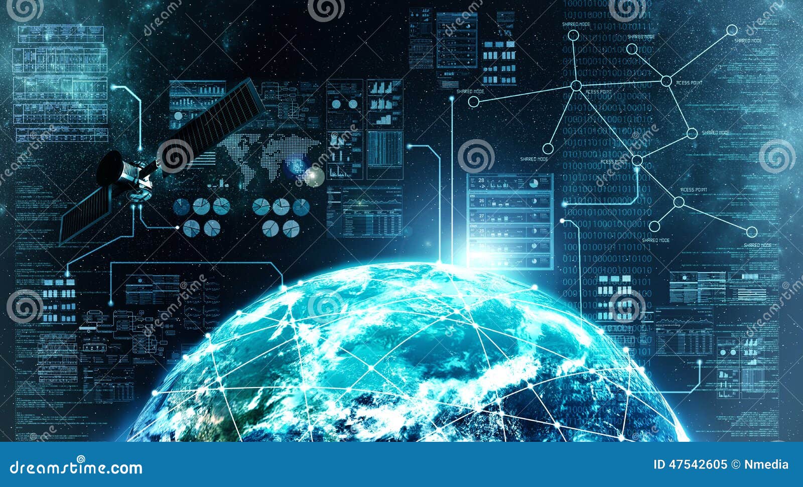 Collegamento a Internet Nello Spazio Cosmico Immagine Stock - Immagine ...