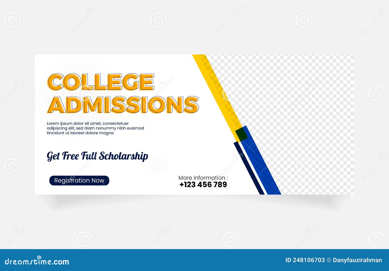 College Admission Banner Template Vector Design Stock Illustration ...