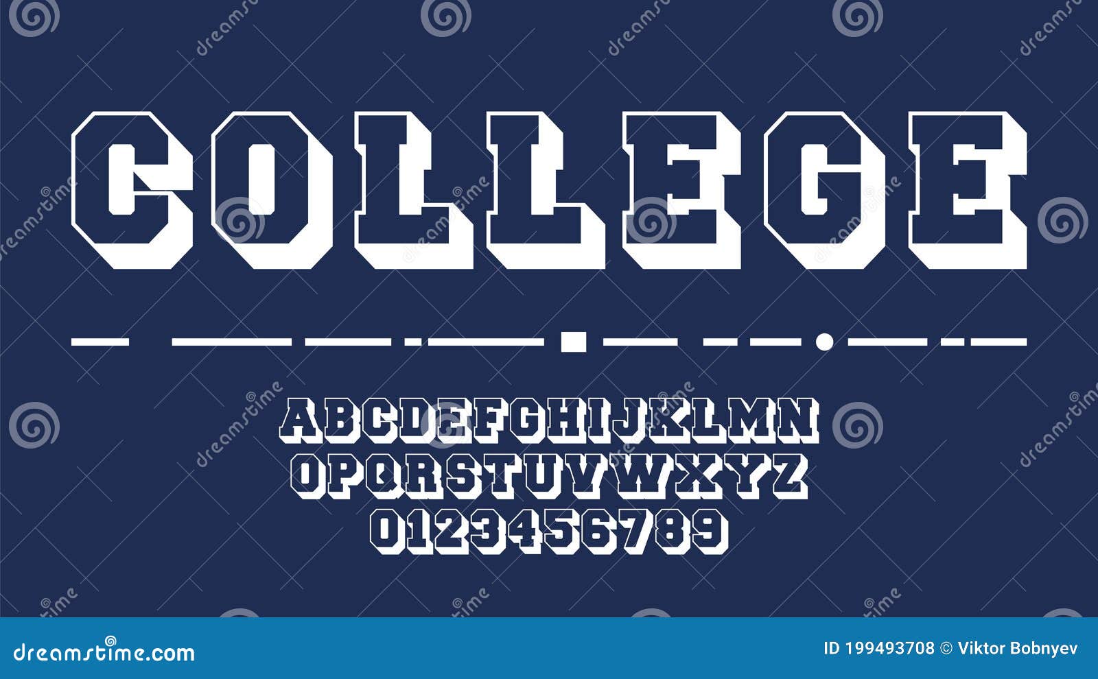 College Alphabet Template. Letters and Numbers of Varsity Design Stock ...