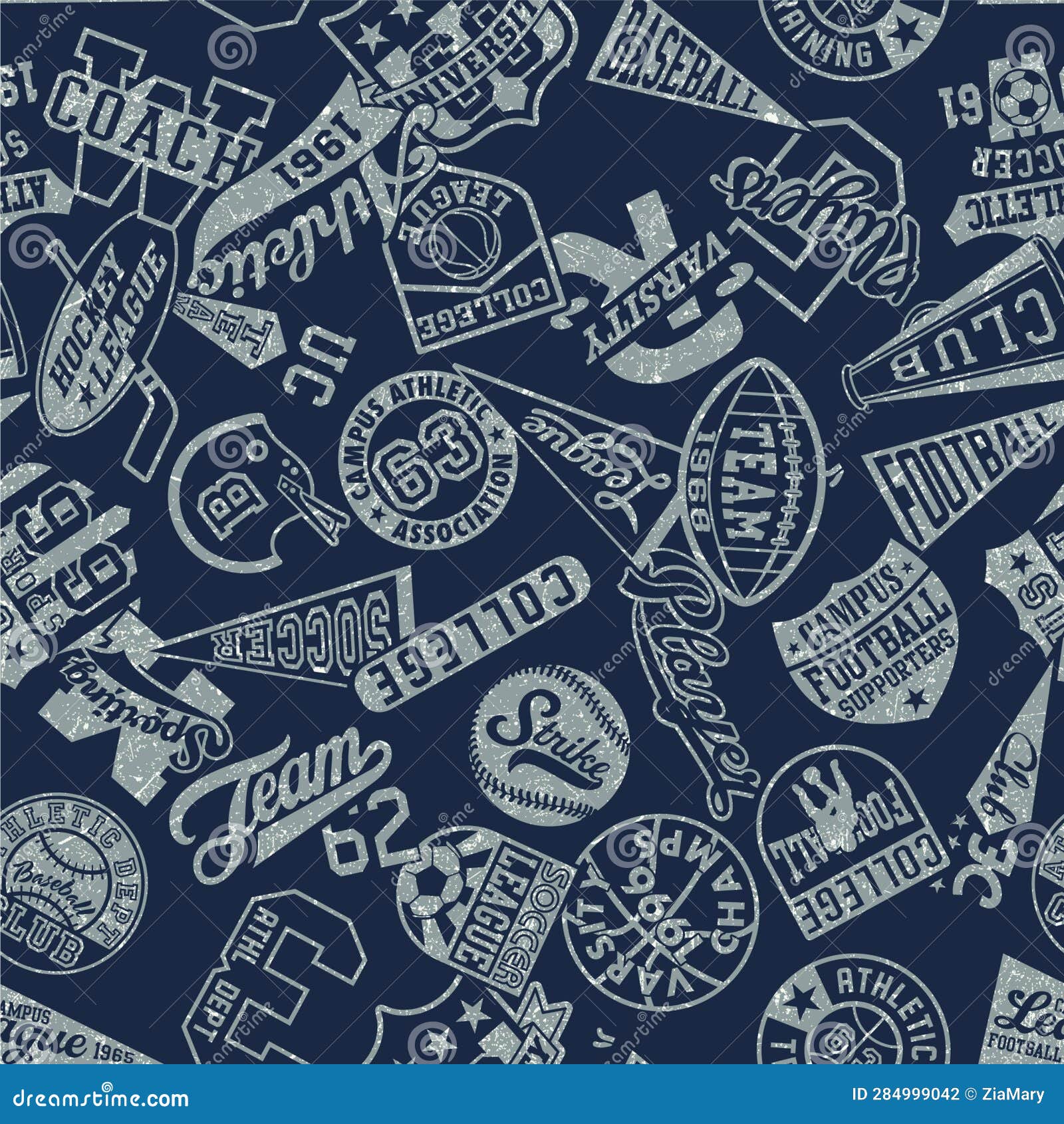 College Athletic Sporting Badges Collage Patchwork Stock Vector ...