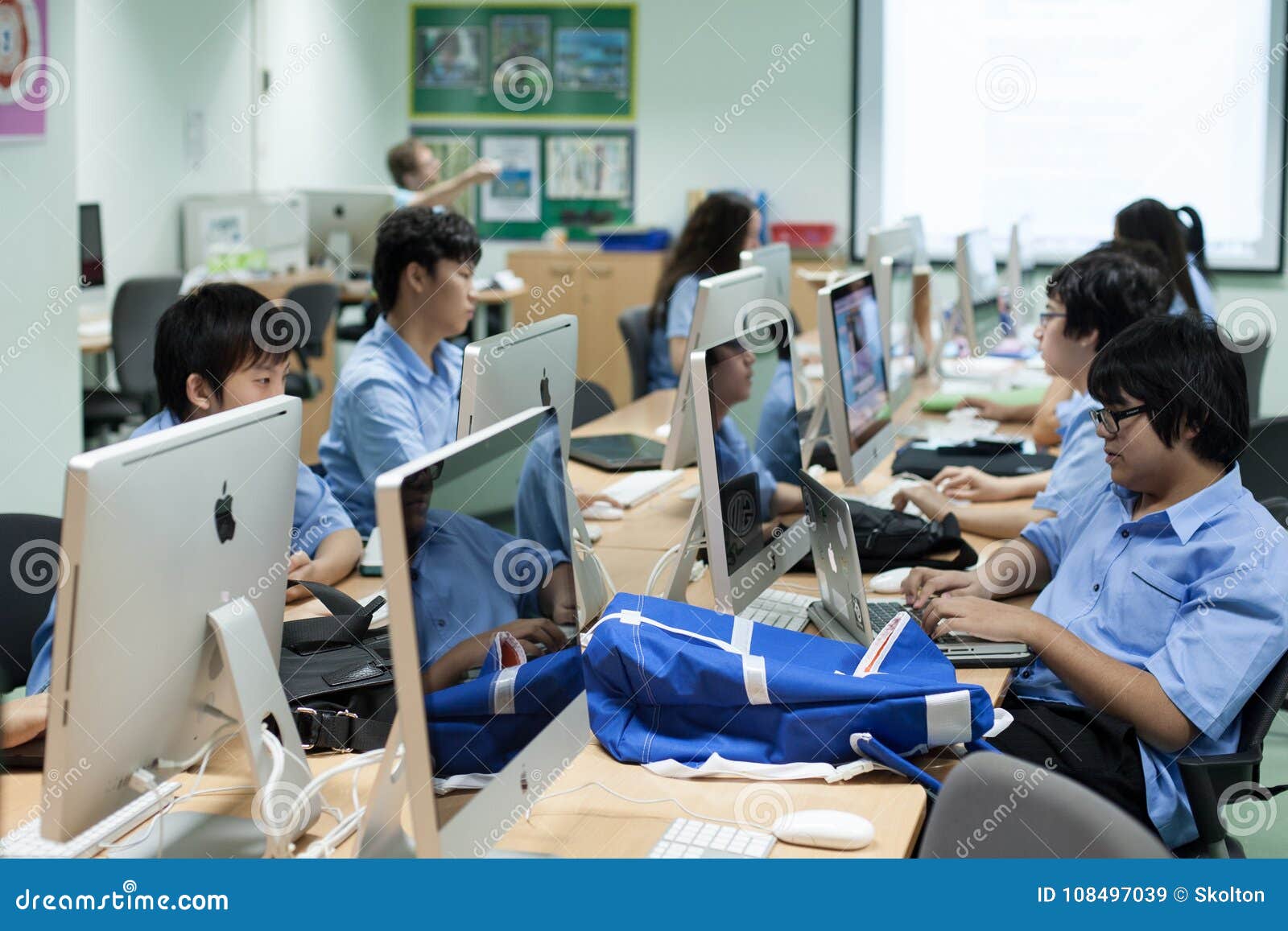 In a College in Bangkok, Students in Computer Class. Editorial Stock ...